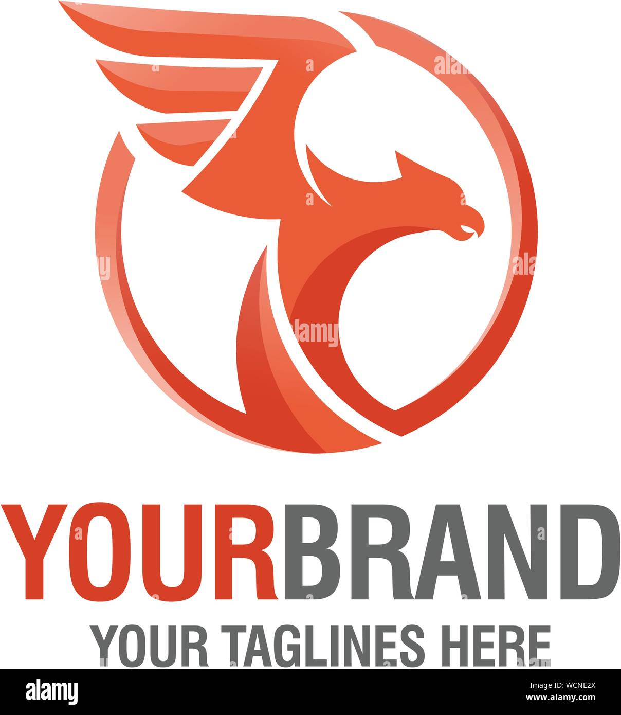 creative eagle wings with circle red color logo vector concept Stock ...