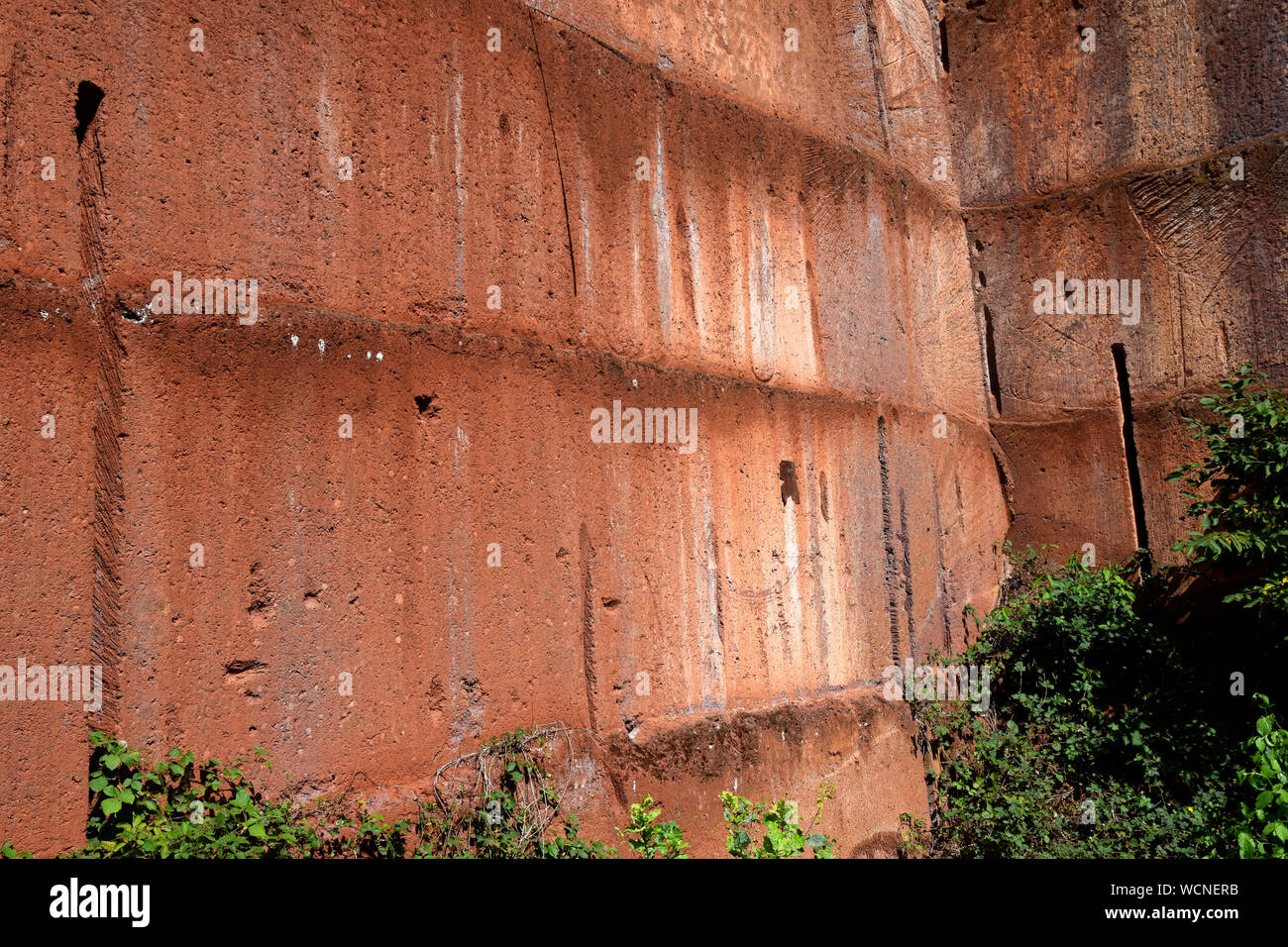 Rugged Red Volcanic Tuff Rock Wall at the Michelnau Stone Pit, a ...
