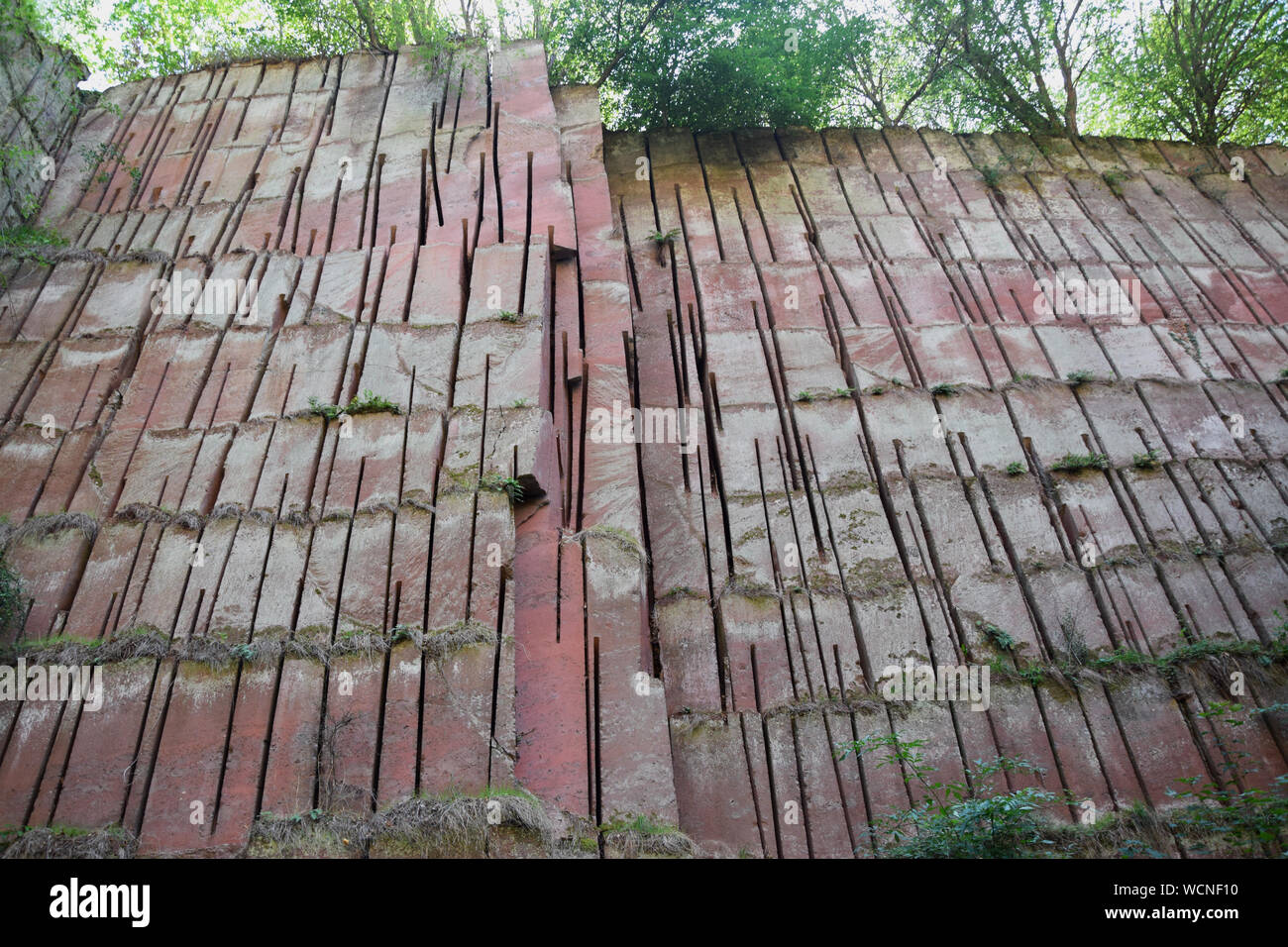 Rugged Red Volcanic Tuff Rock Wall at the Michelnau Stone Pit, a ...
