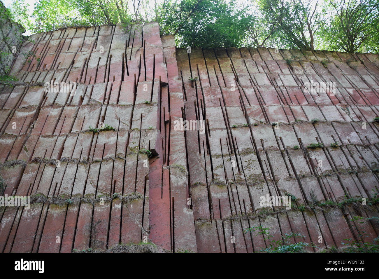 Rugged Red Volcanic Tuff Rock Wall at the Michelnau Stone Pit, a ...