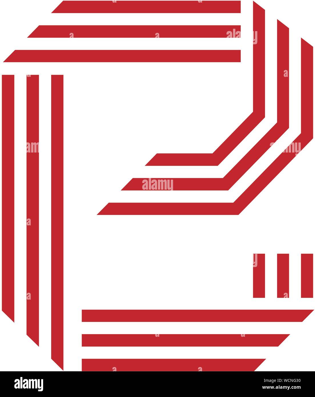 creative initial letter e with geometric three strips logo concept ...