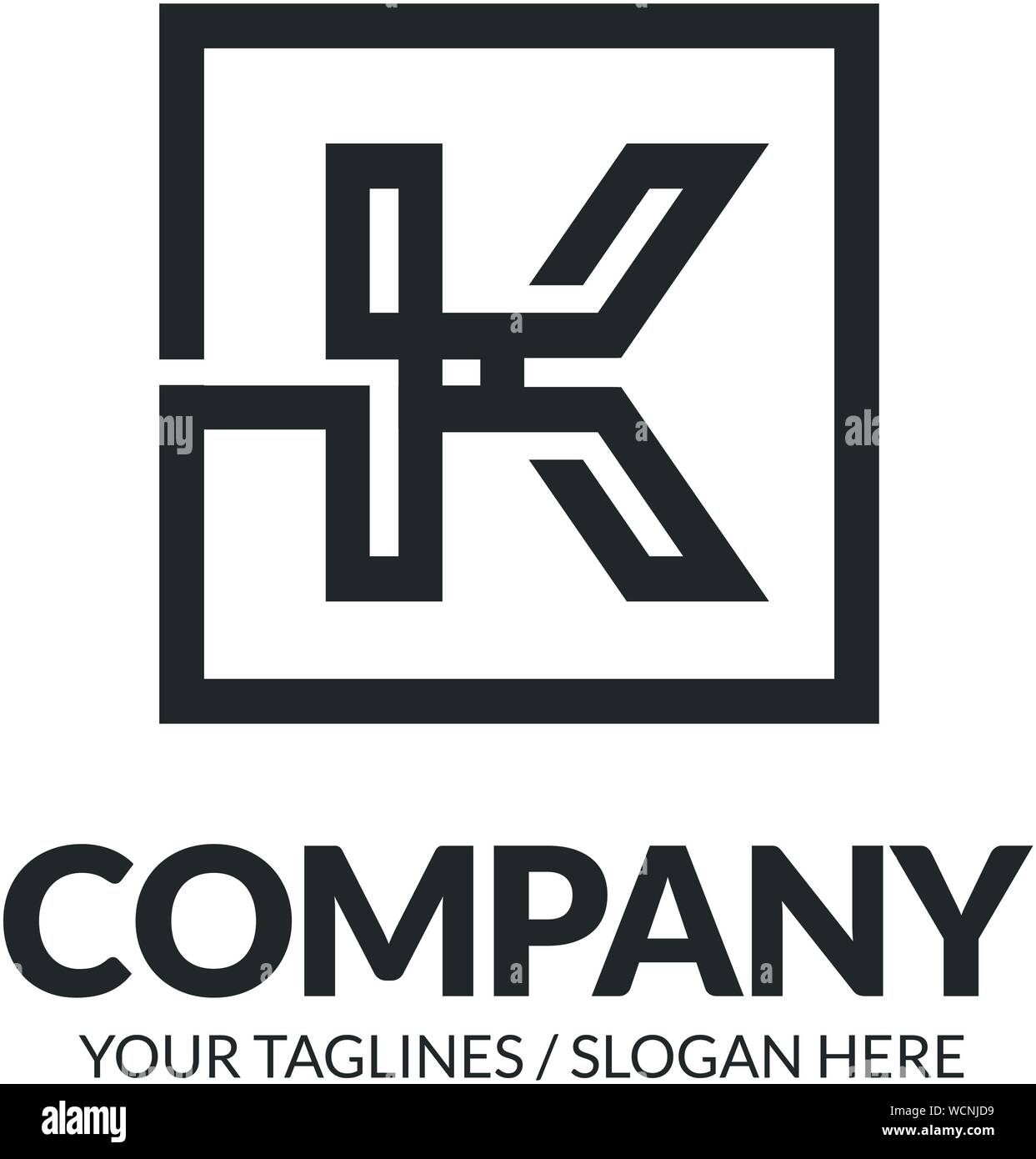 initial letter K geometric square strong monogram logo vector ...