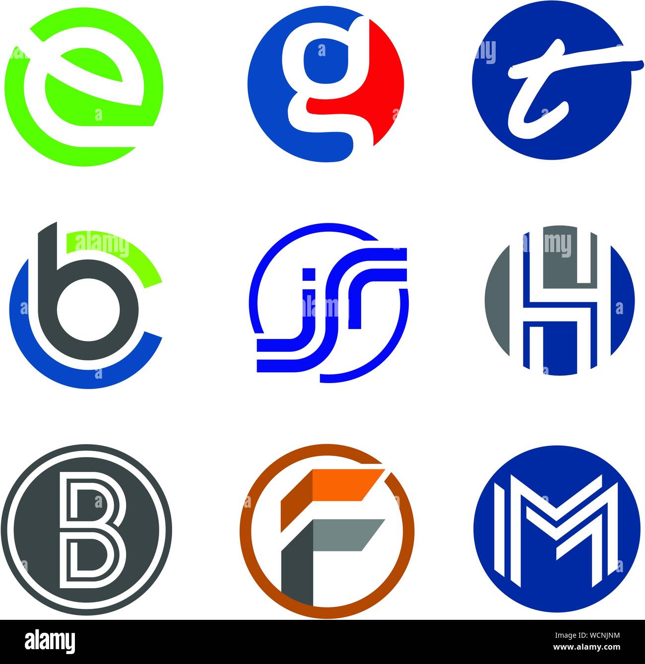 creative initial various circle letter color logo vector concept logo ...