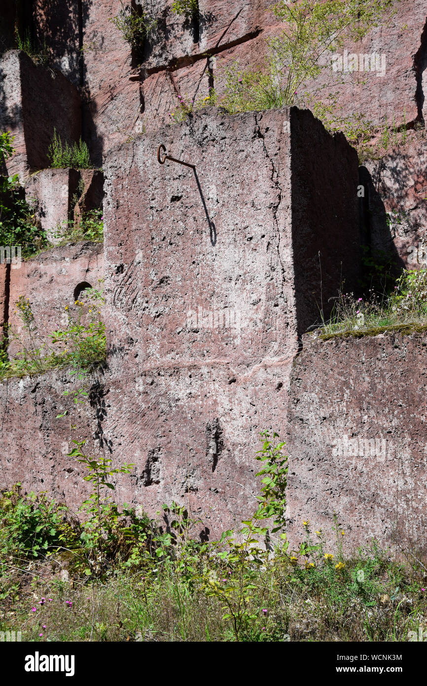 Rugged Red Volcanic Tuff Rock Wall at the Michelnau Stone Pit, a ...