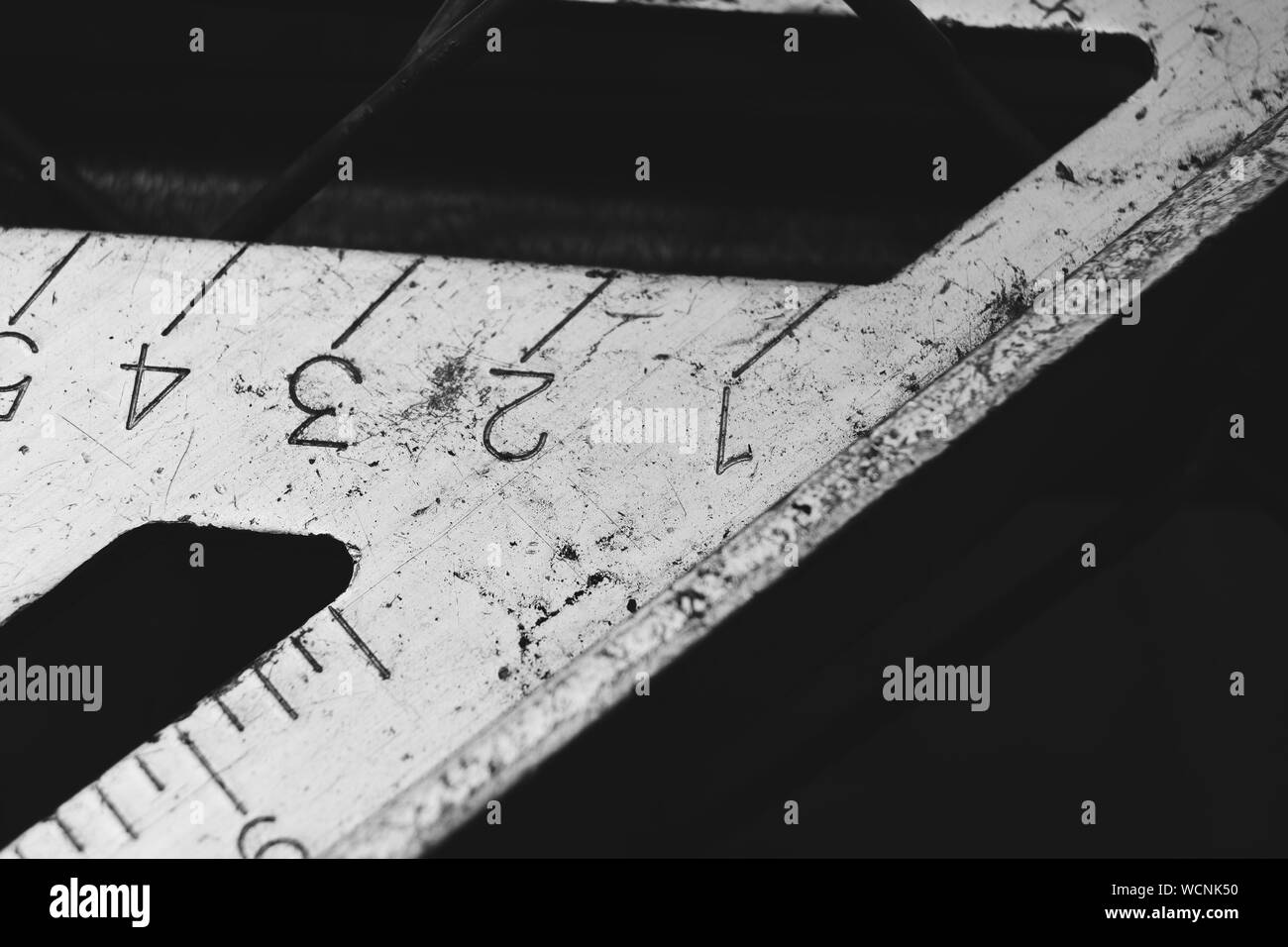 Close up metal ruler Black and White Stock Photos & Images - Alamy