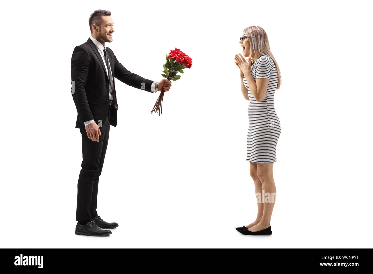 Giving a rose to his date hi-res stock photography and images - Alamy