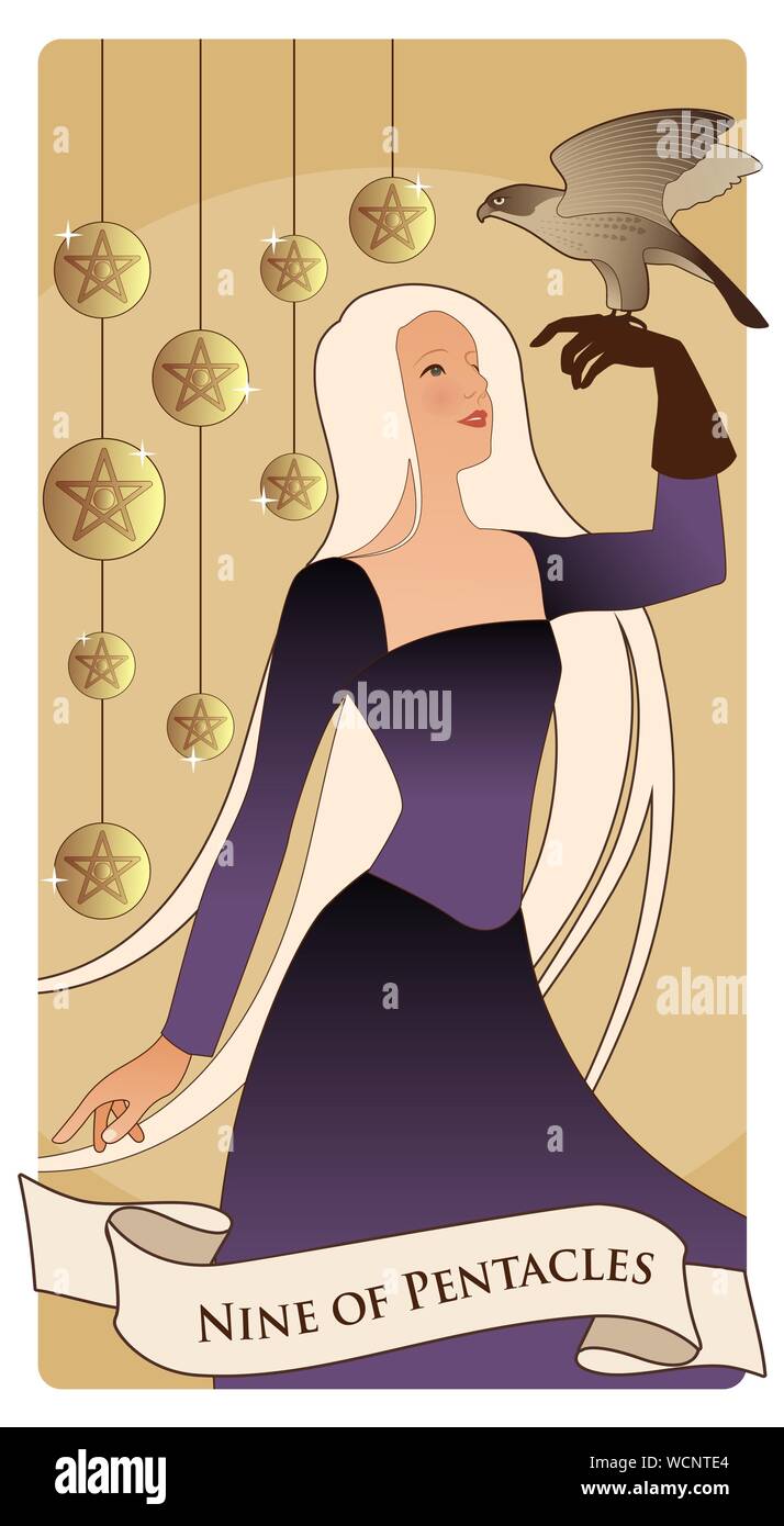 Nine of pentacles Stock Vector Images - Alamy