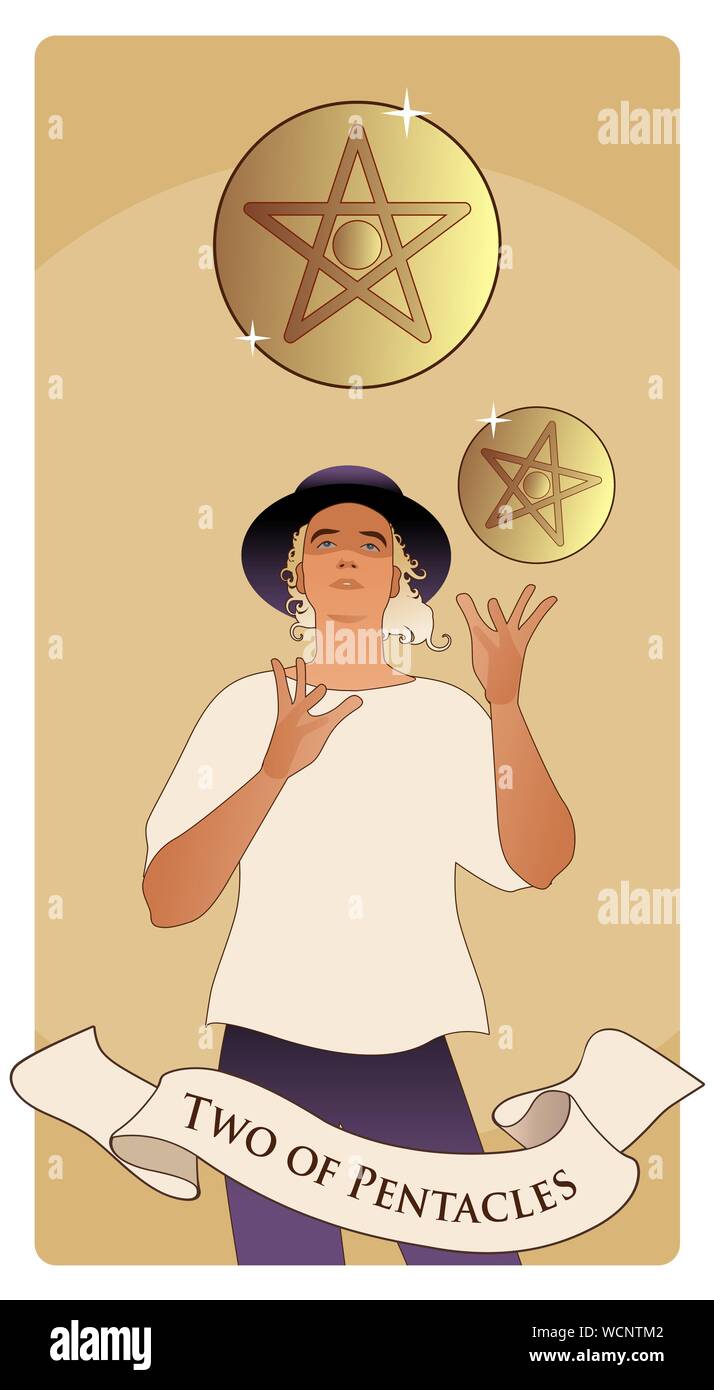 Two of pentacles tarot card hi-res stock photography and images - Alamy
