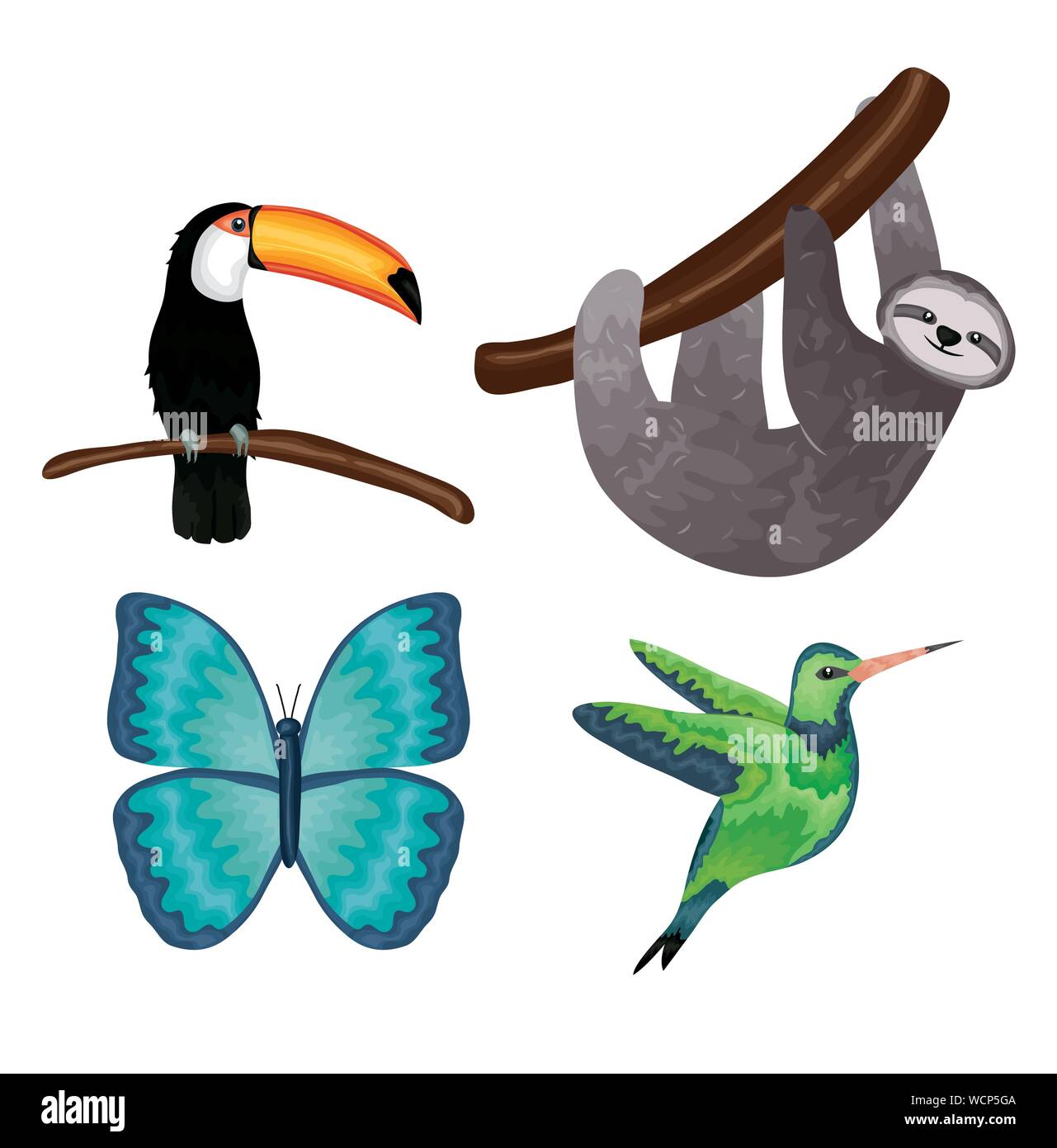 group of exotics and tropical animals vector illustration design Stock ...
