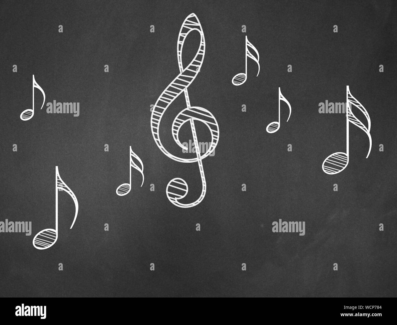 Illustration of hand drawn music notes on blackboard background Stock ...