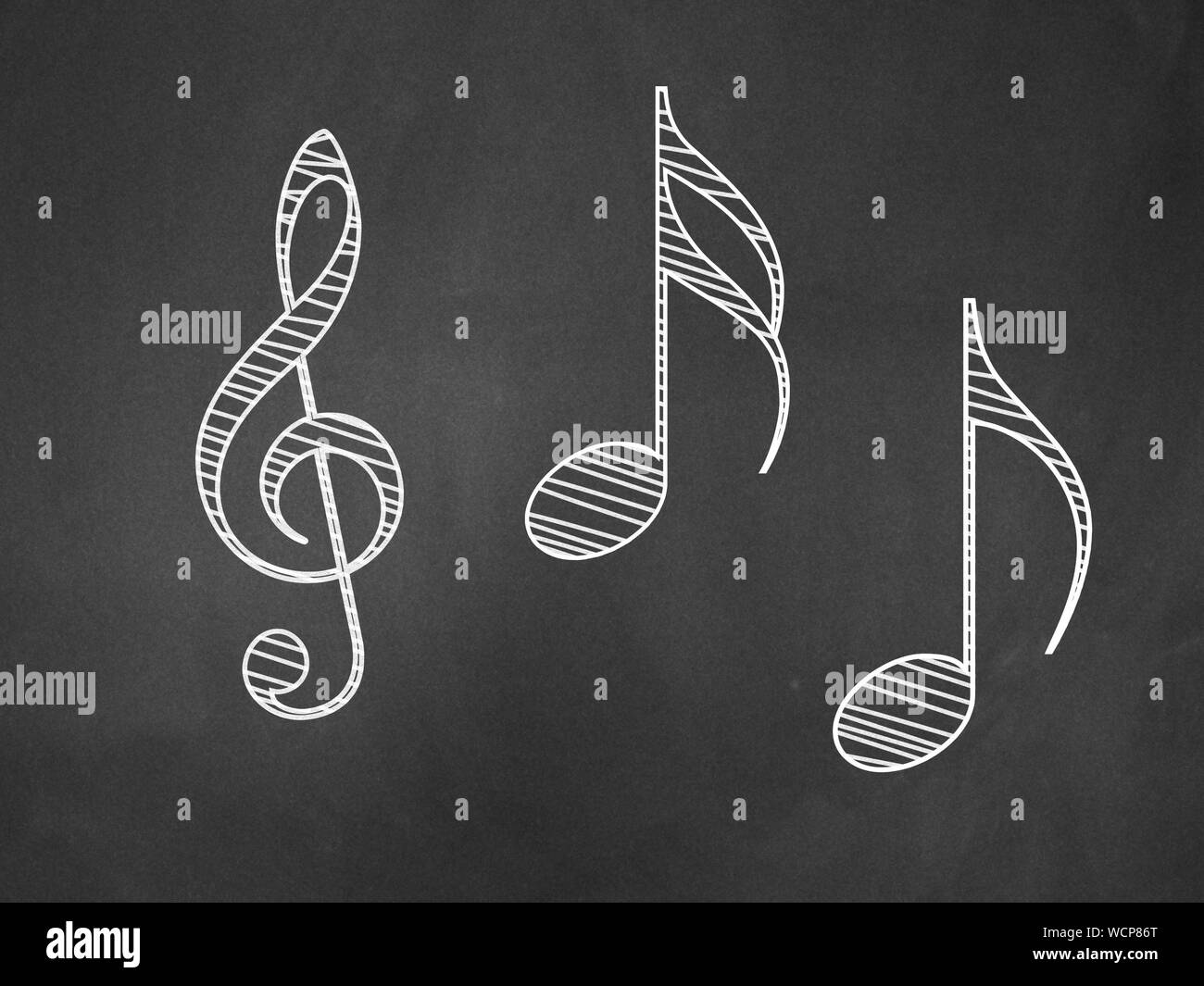 Illustration of hand drawn music notes on blackboard background Stock ...