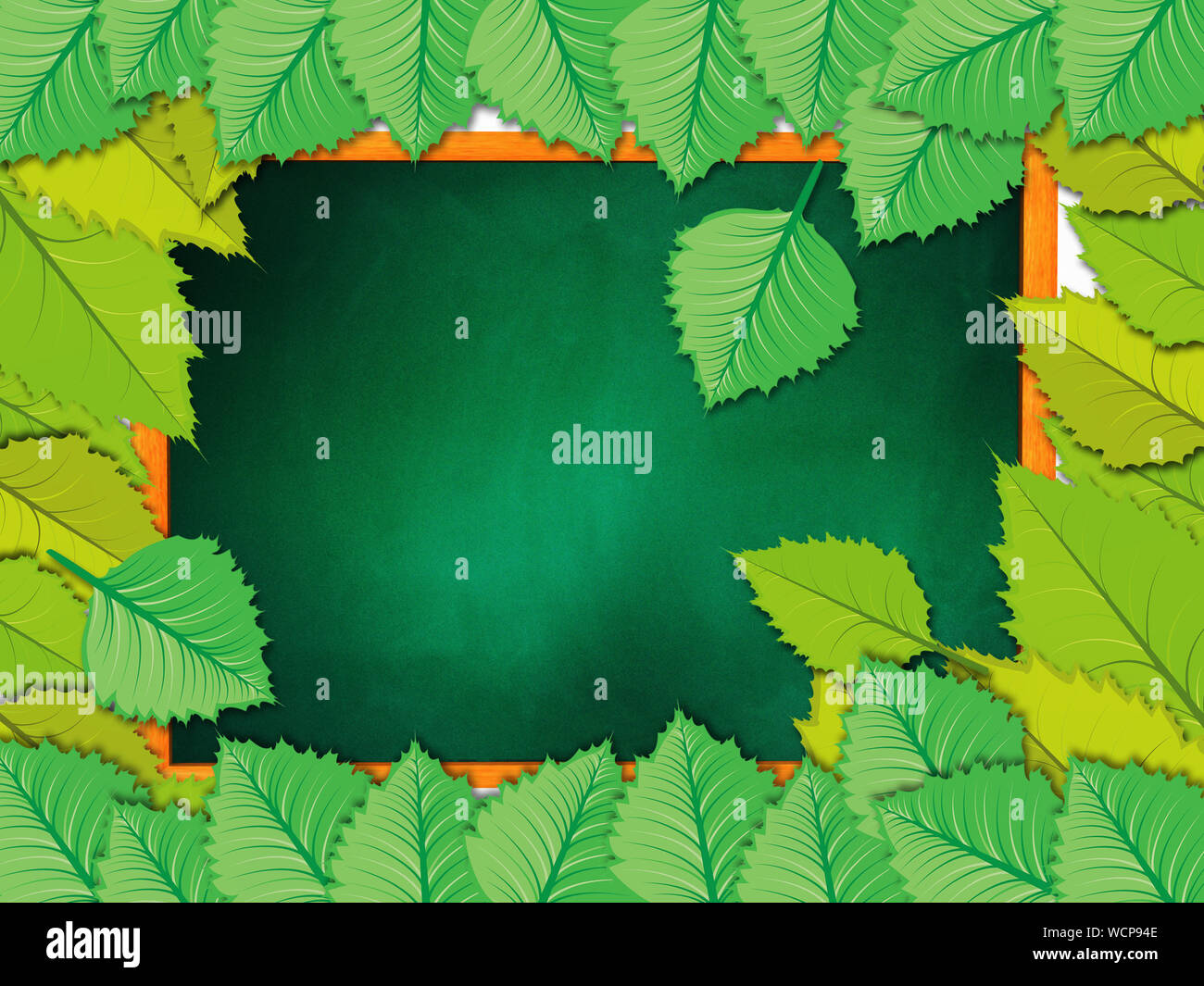 Illustration of colorful leaves on chalkboard background Stock Photo ...