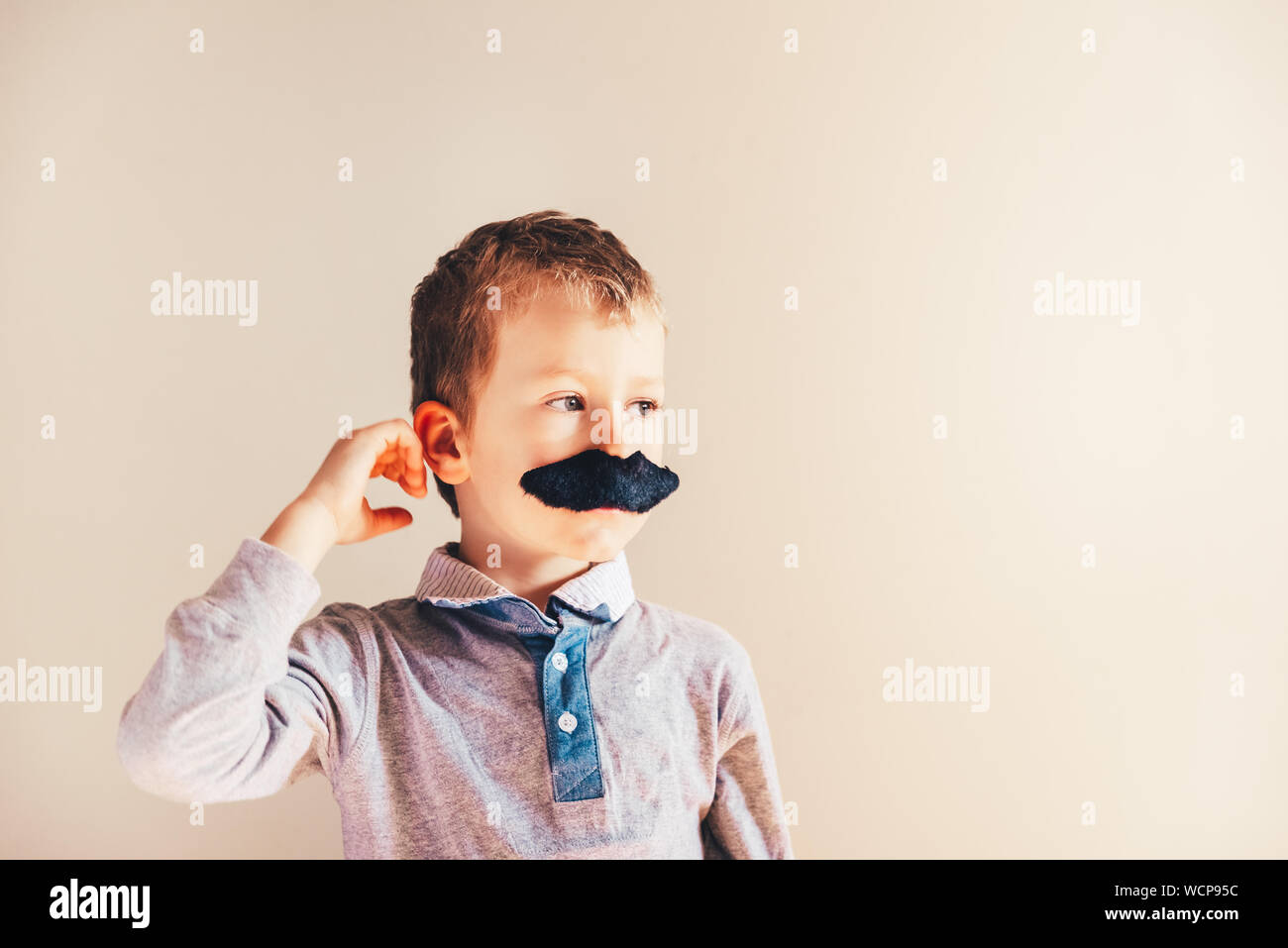 Child with mustache isolated on white Stock Photo - Alamy