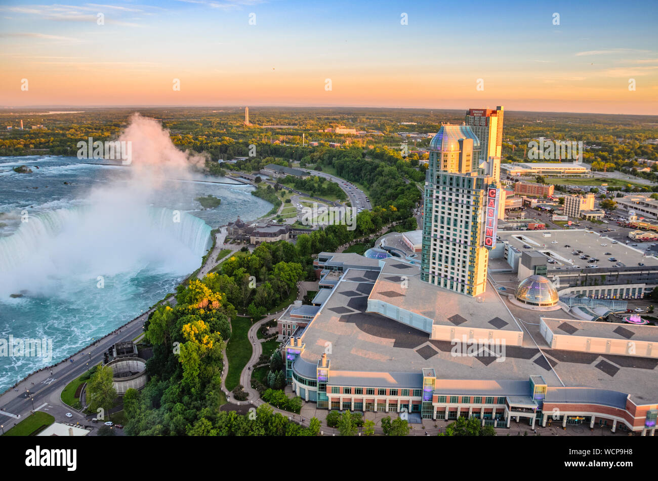 Aerial view of the famous Fallsview Casino Resort and Niagara Falls ...