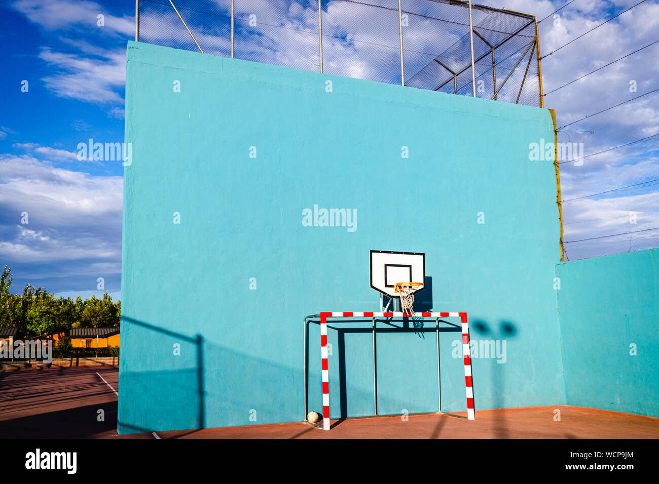 Cement walls of the wall of a pediment for outdoor sport with sky ...