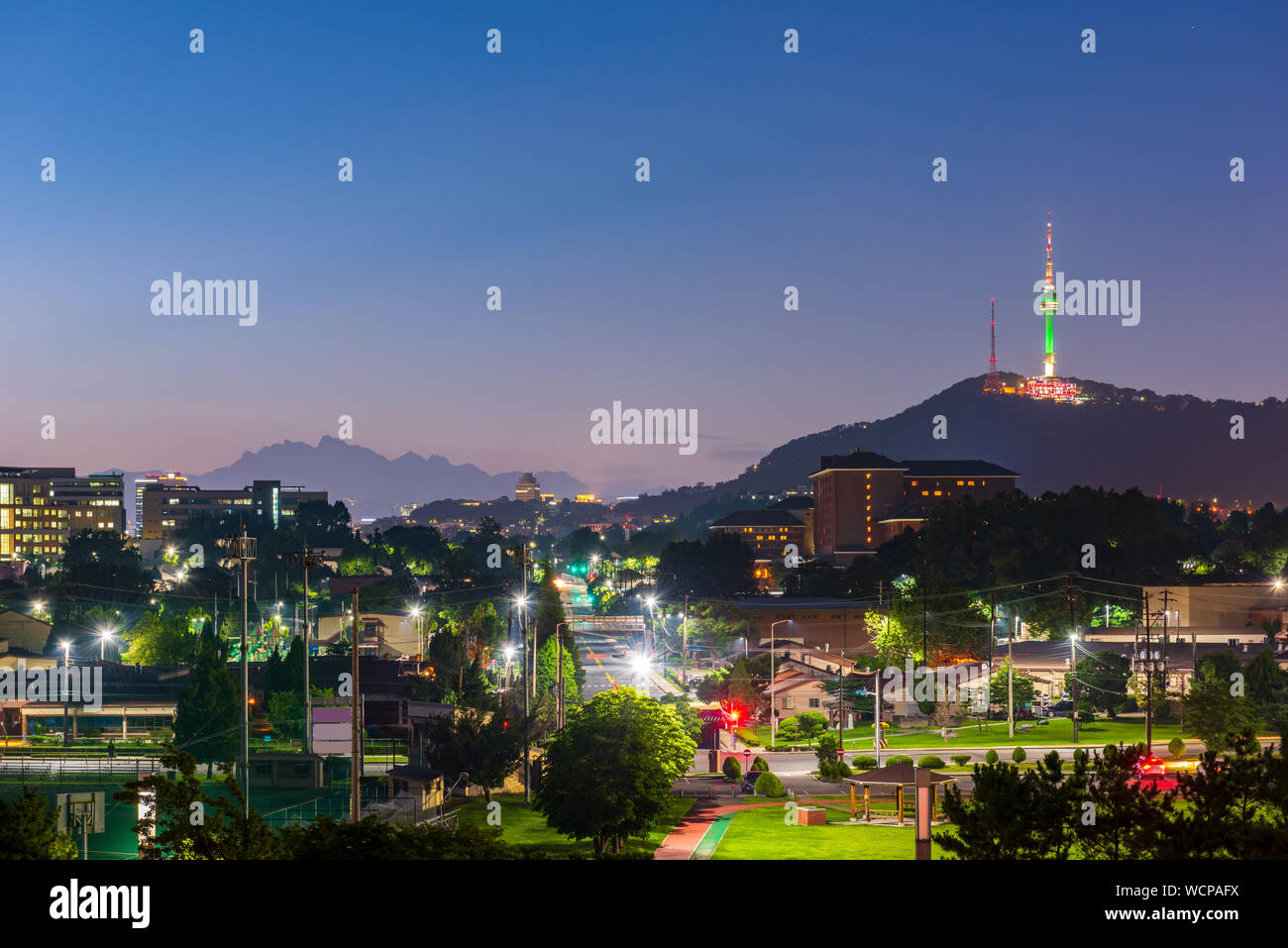 Sunset at Seoul City Skyline,South Korea Stock Photo - Alamy