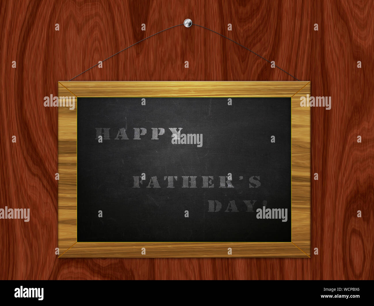 Illustration of Happy Father's day written on blackboard background ...