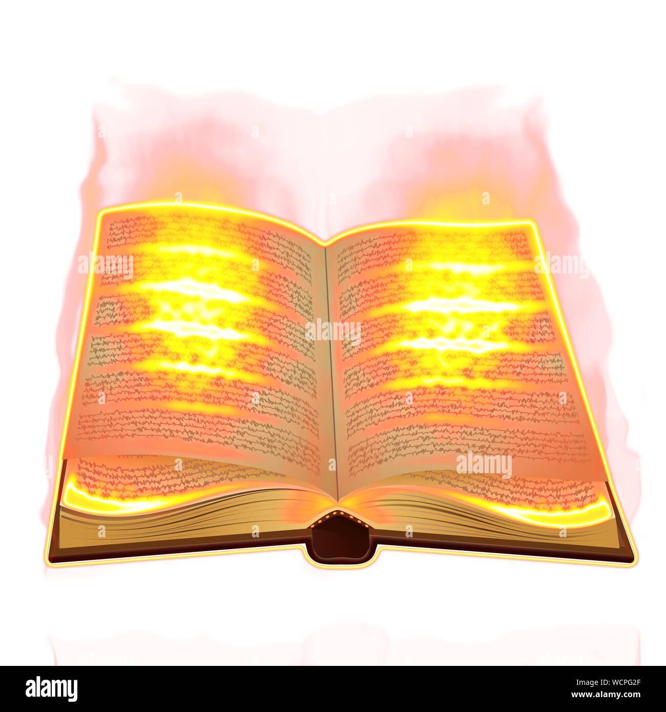 Abstract opened burning book on white background Stock Photo - Alamy