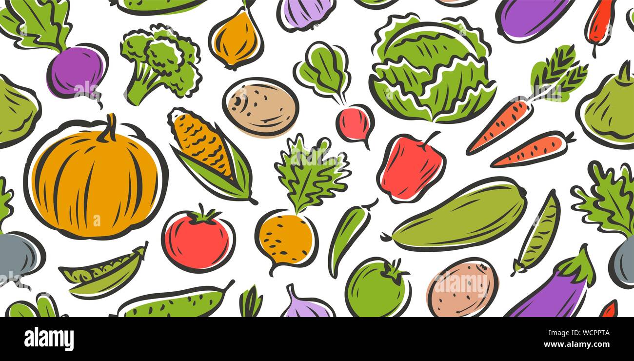 Vegetables seamless background, pattern. Cartoon vector illustration ...