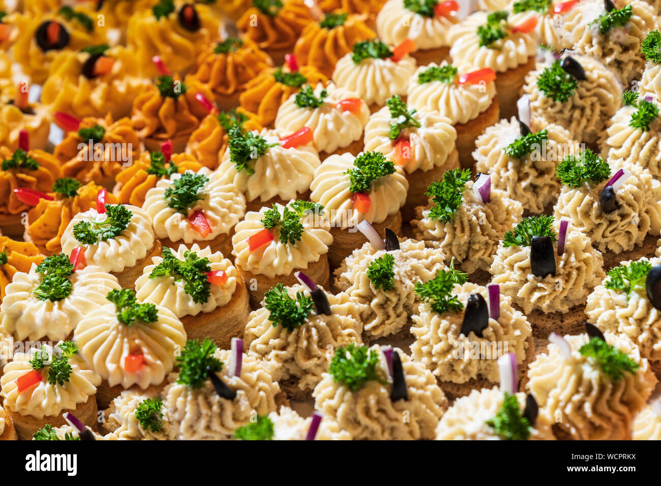 Appetizer. Various snacks platter, food concept background Stock Photo ...