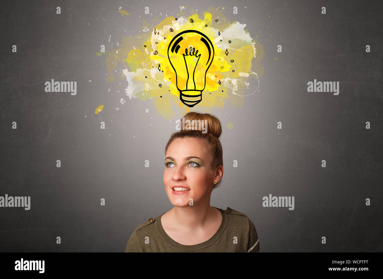 Pretty girl with design thinking concept Stock Photo - Alamy
