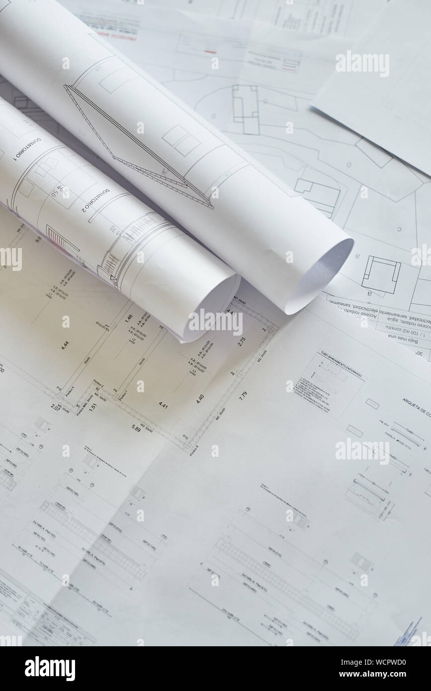 Detailed blueprints of a house Stock Photo - Alamy