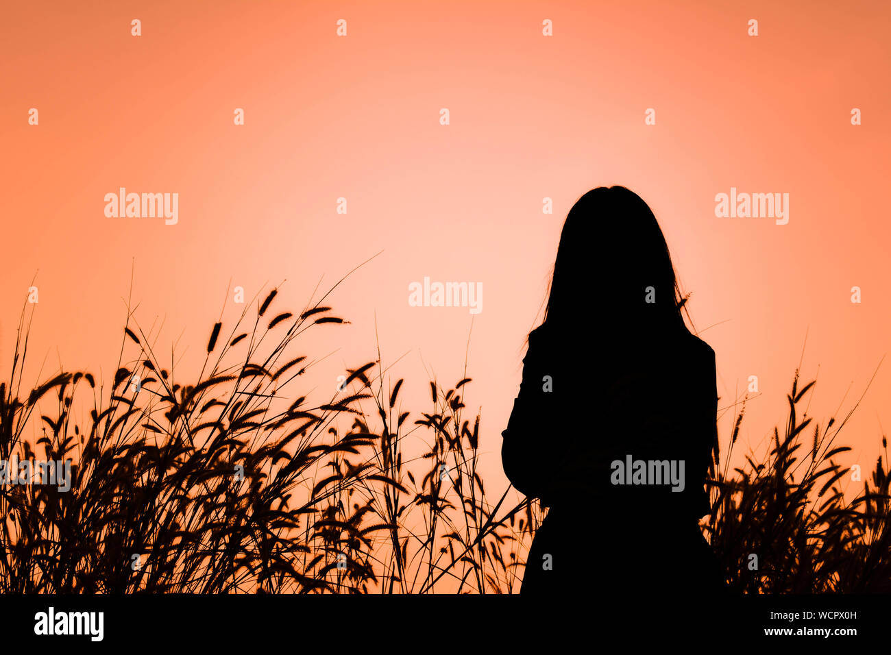 Woman silhouette sunset hi-res stock photography and images - Alamy