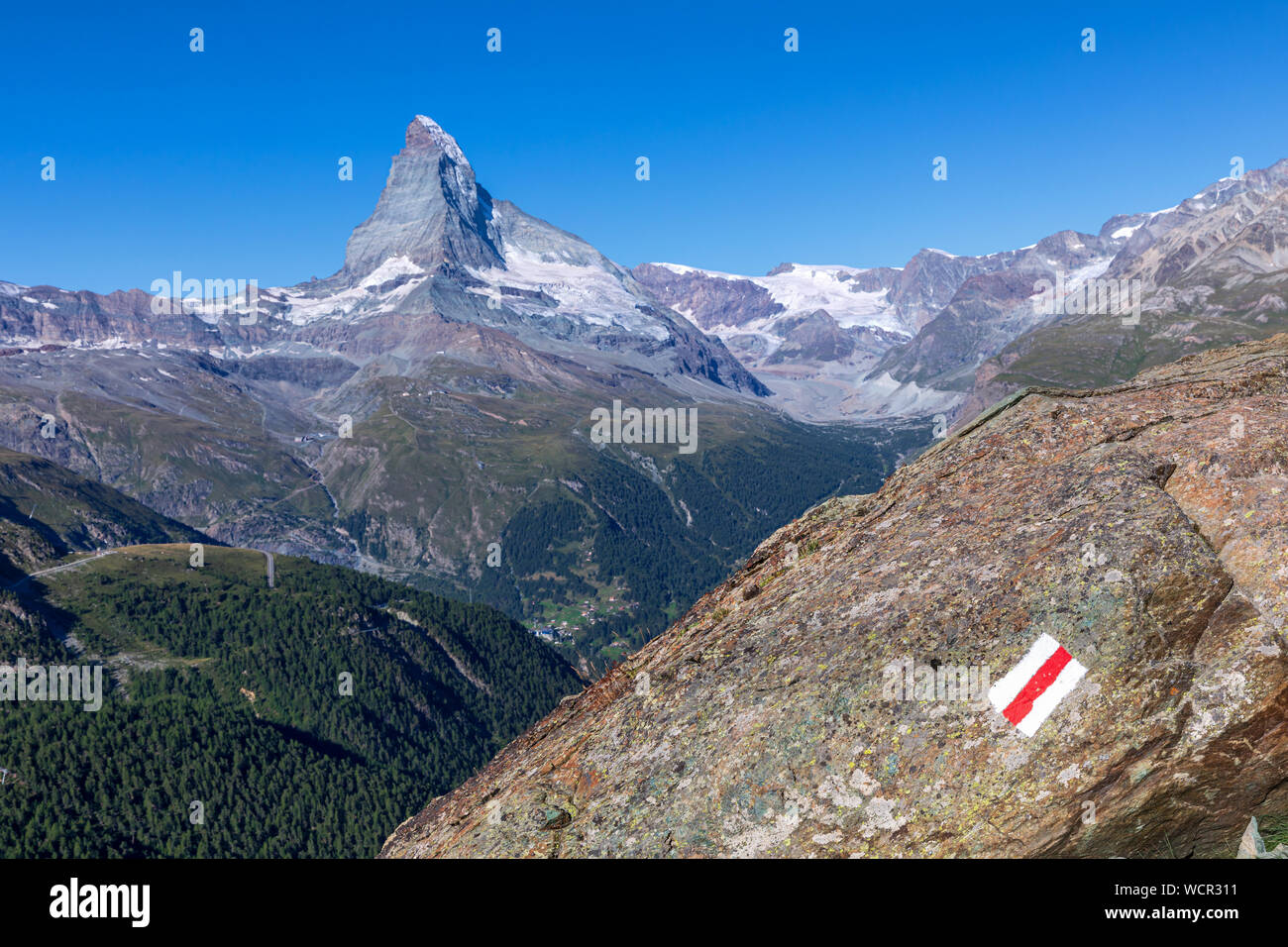 Zermatt Switzerland Hiking Trail Sign High Resolution Stock Photography ...