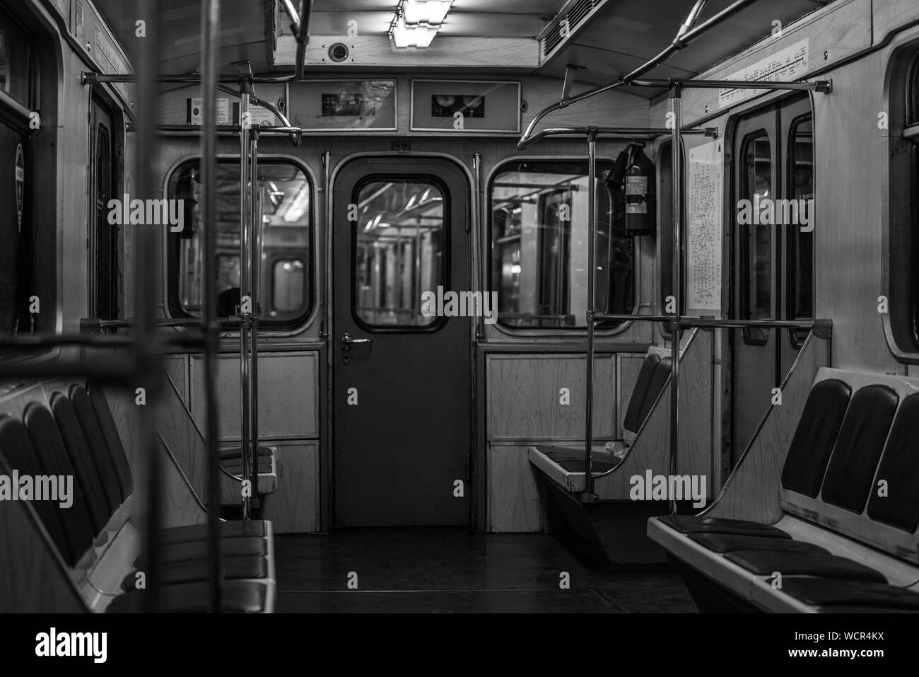 Empty train interior Black and White Stock Photos & Images - Alamy