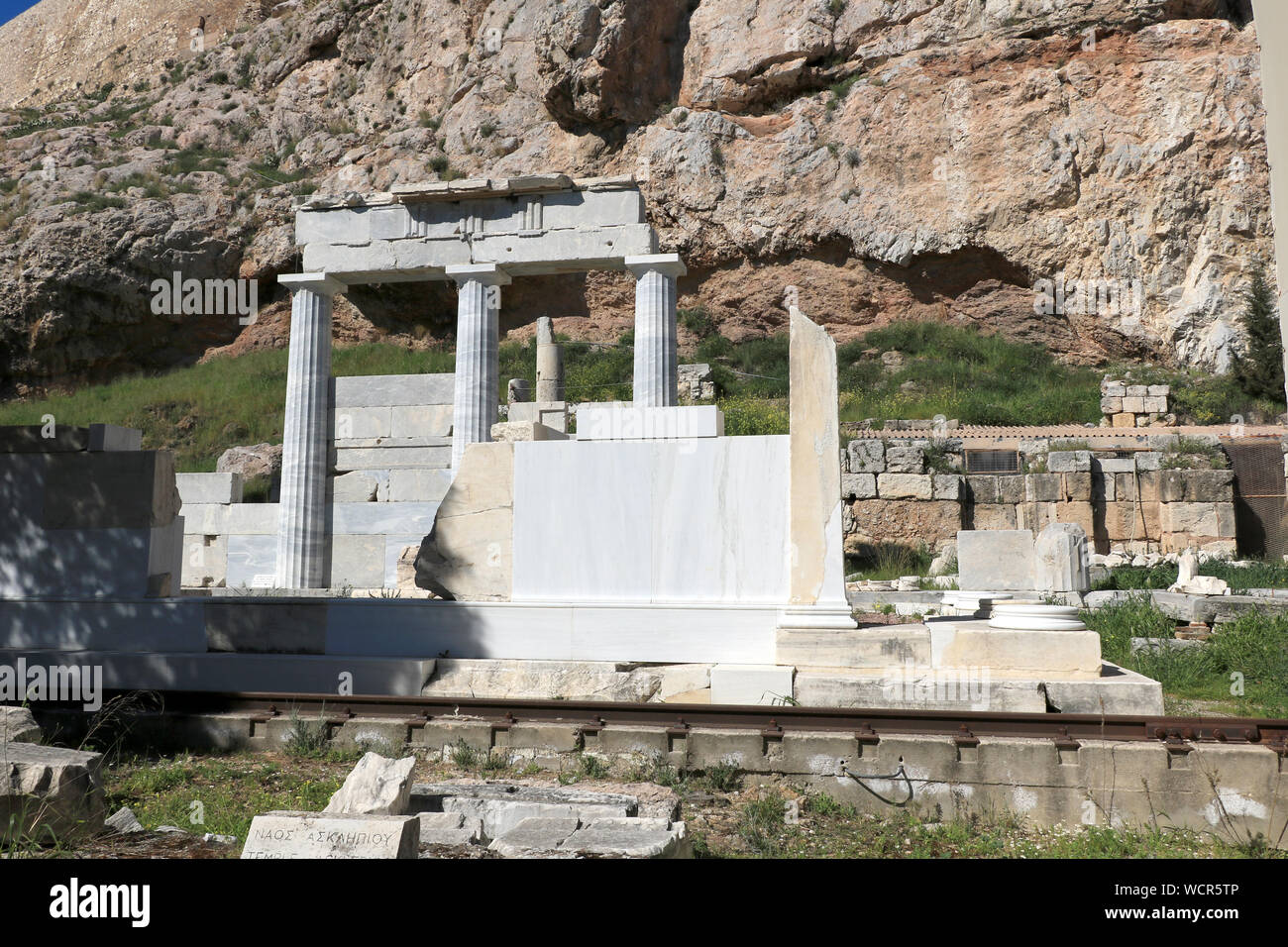 Temple of Asclepius, southern slope of the Acropolis of Athens Stock ...