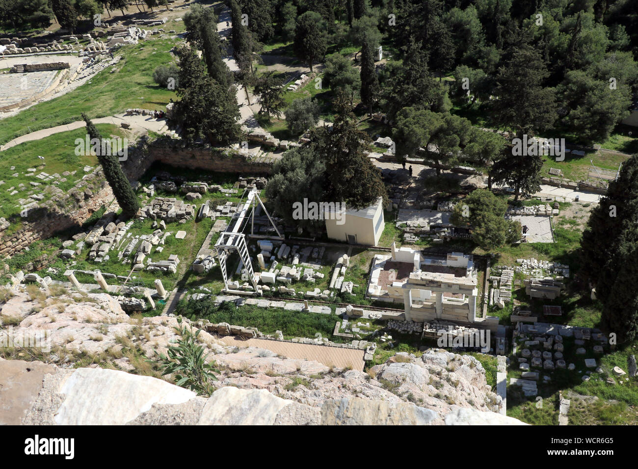 Temple of Asclepius, southern slope of the Acropolis of Athens Stock ...