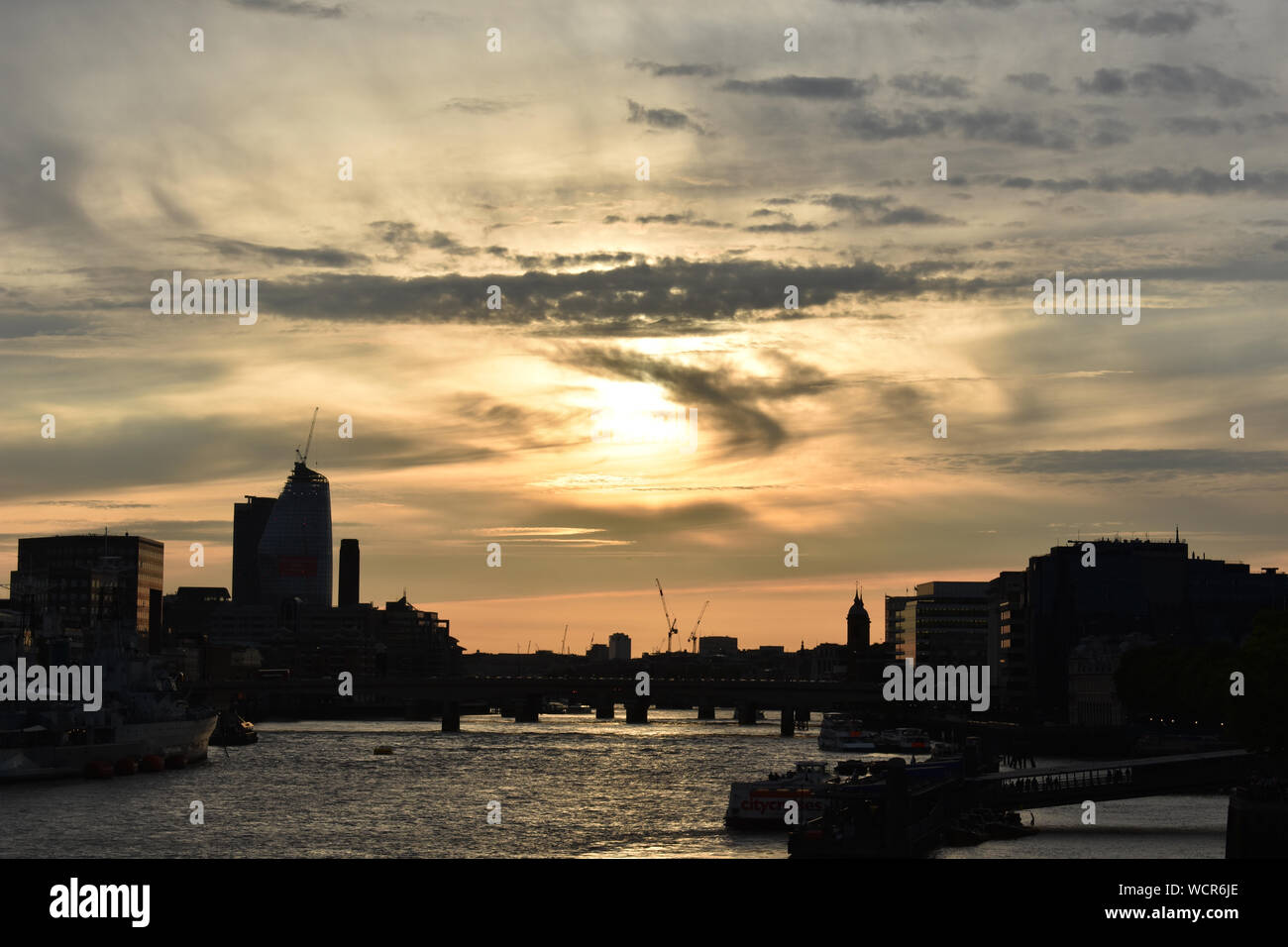 sunset as seen from the tower bridge in London Stock Photo - Alamy