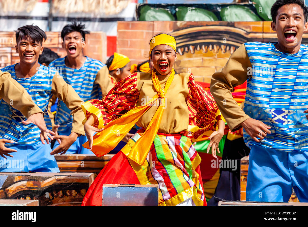 Young Filipinos Dancing In The Kasadyahan Contest, Dinagyang Festival ...