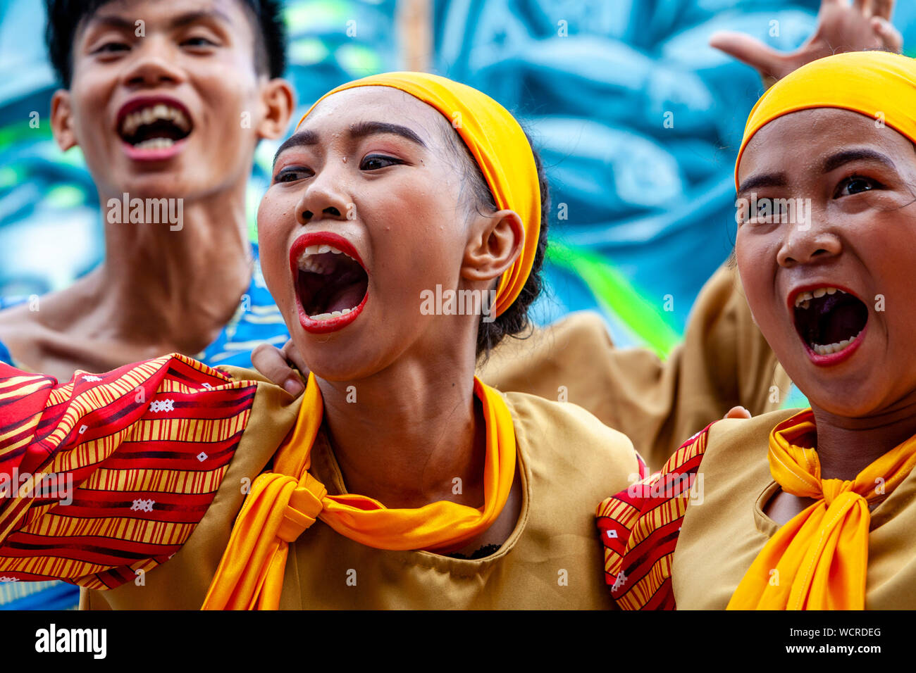 Young Filipinos Dancing In The Kasadyahan Contest, Dinagyang Festival ...