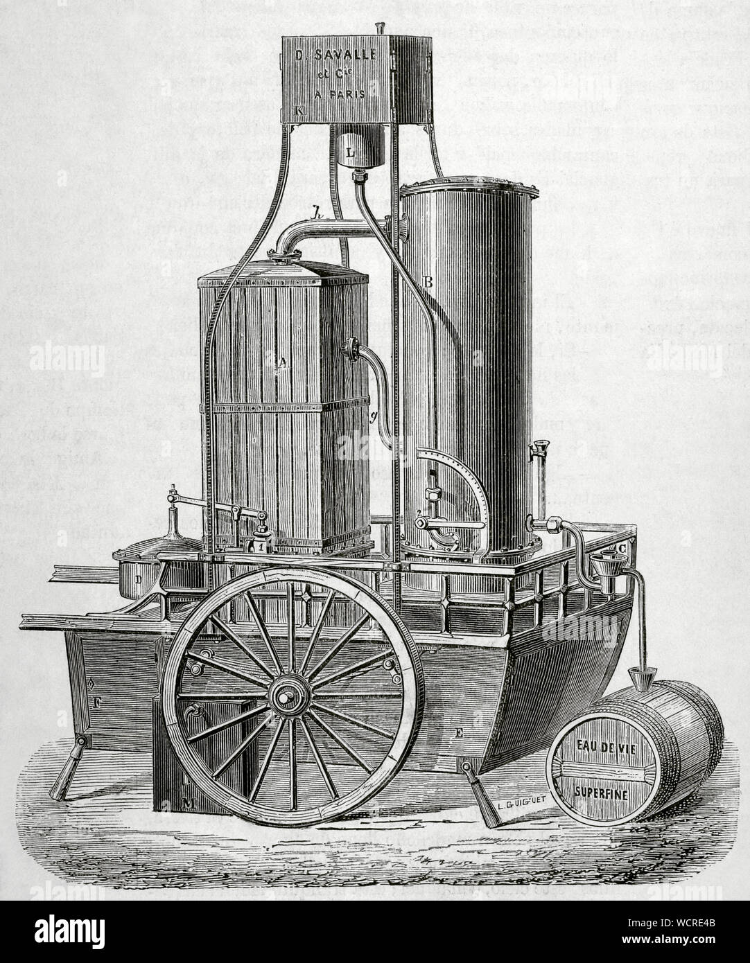Locomobile. Traction engine for the distillation of wines, built by M ...