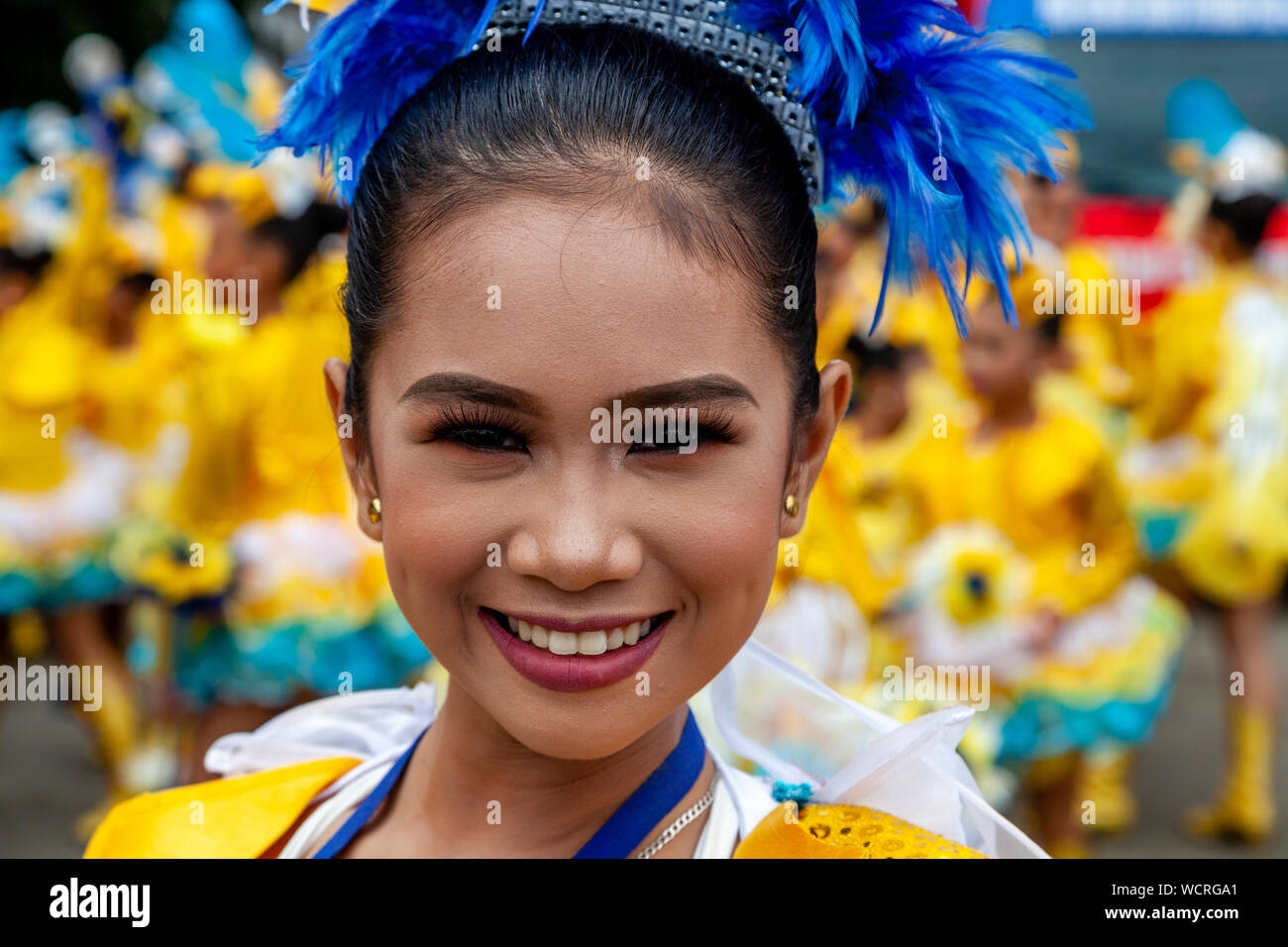 Filipino Secondary Schoolgirls Compete In The Tambor Trumpa Martsa ...