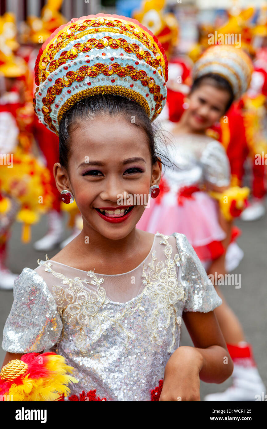Elementary Filipino Schoolgirls Compete In The Tambor Trumpa Martsa ...