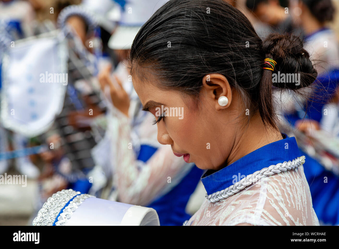Filipino Secondary Schoolgirls Get Ready To Compete In The Tambor ...