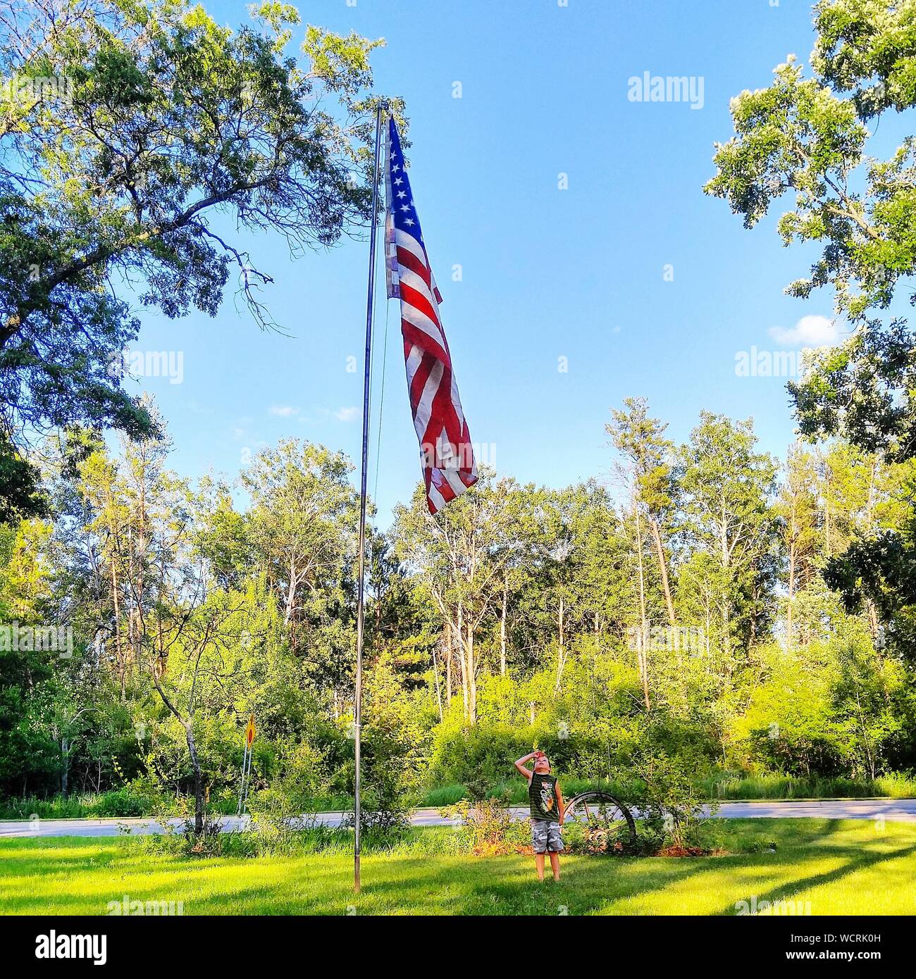 Flag in green park hi-res stock photography and images - Alamy