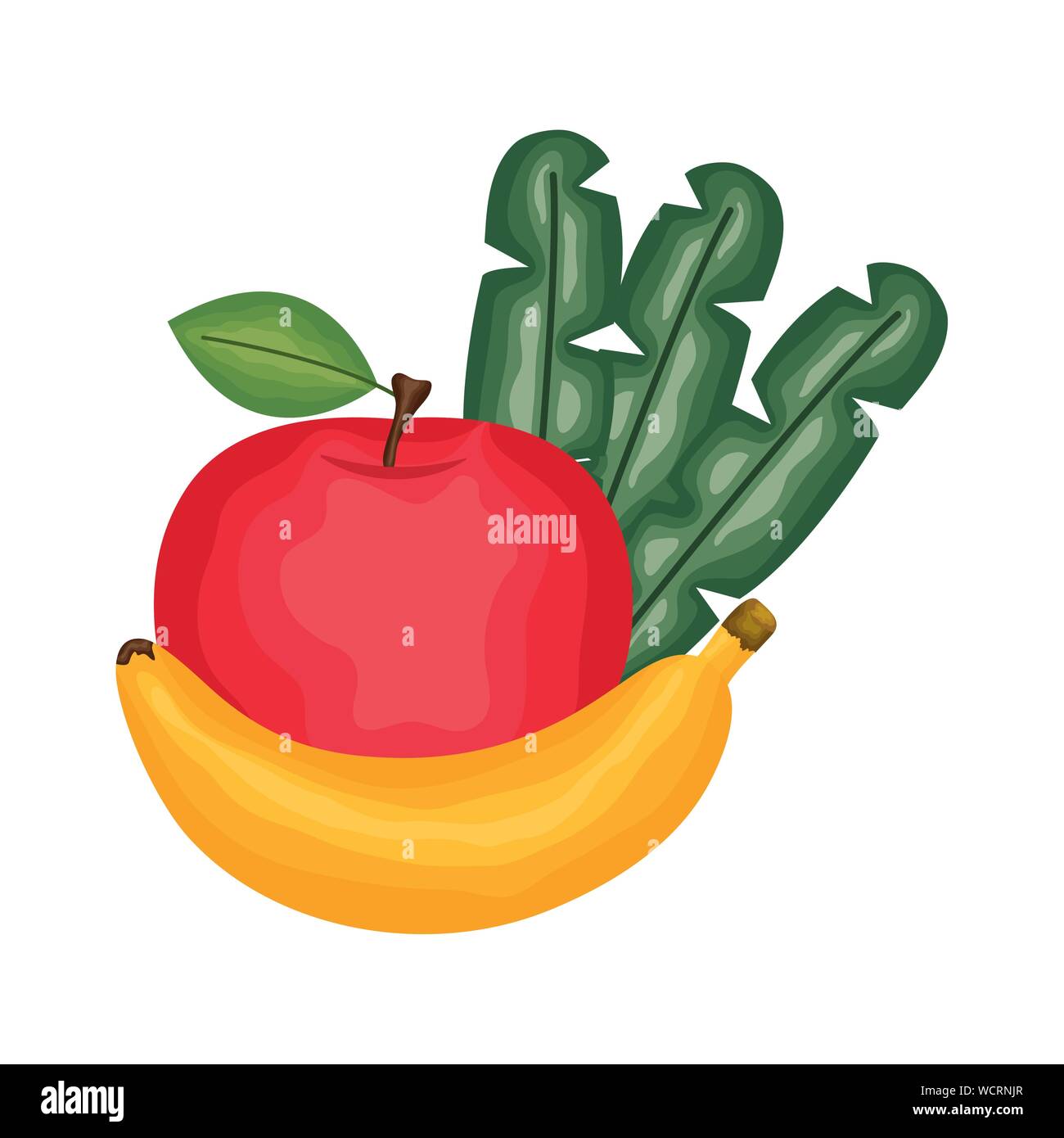 fresh apple and banana fruits vector illustration design Stock Vector ...