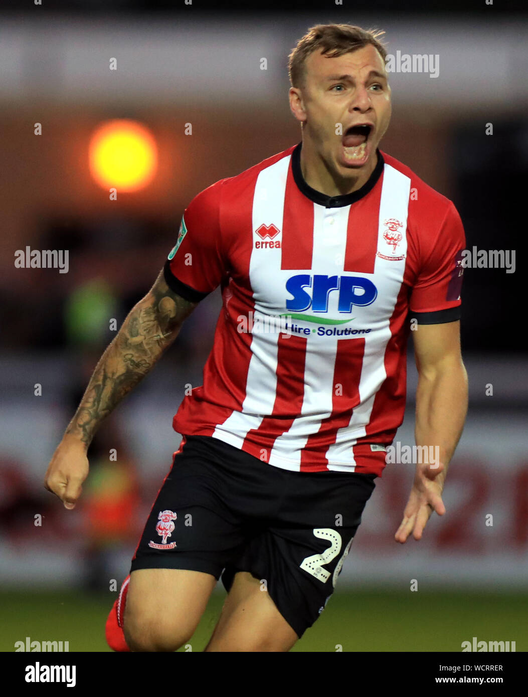 Lincoln citys harry anderson celebrates scoring hi-res stock ...