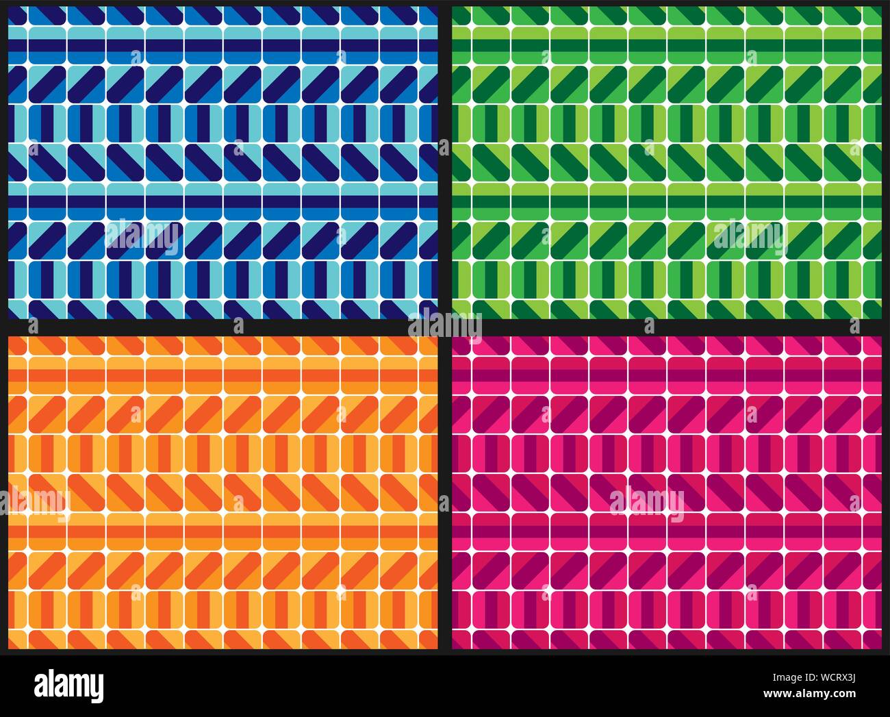 Set of seamless color patterns. Modern casual colors. Ideal for ...