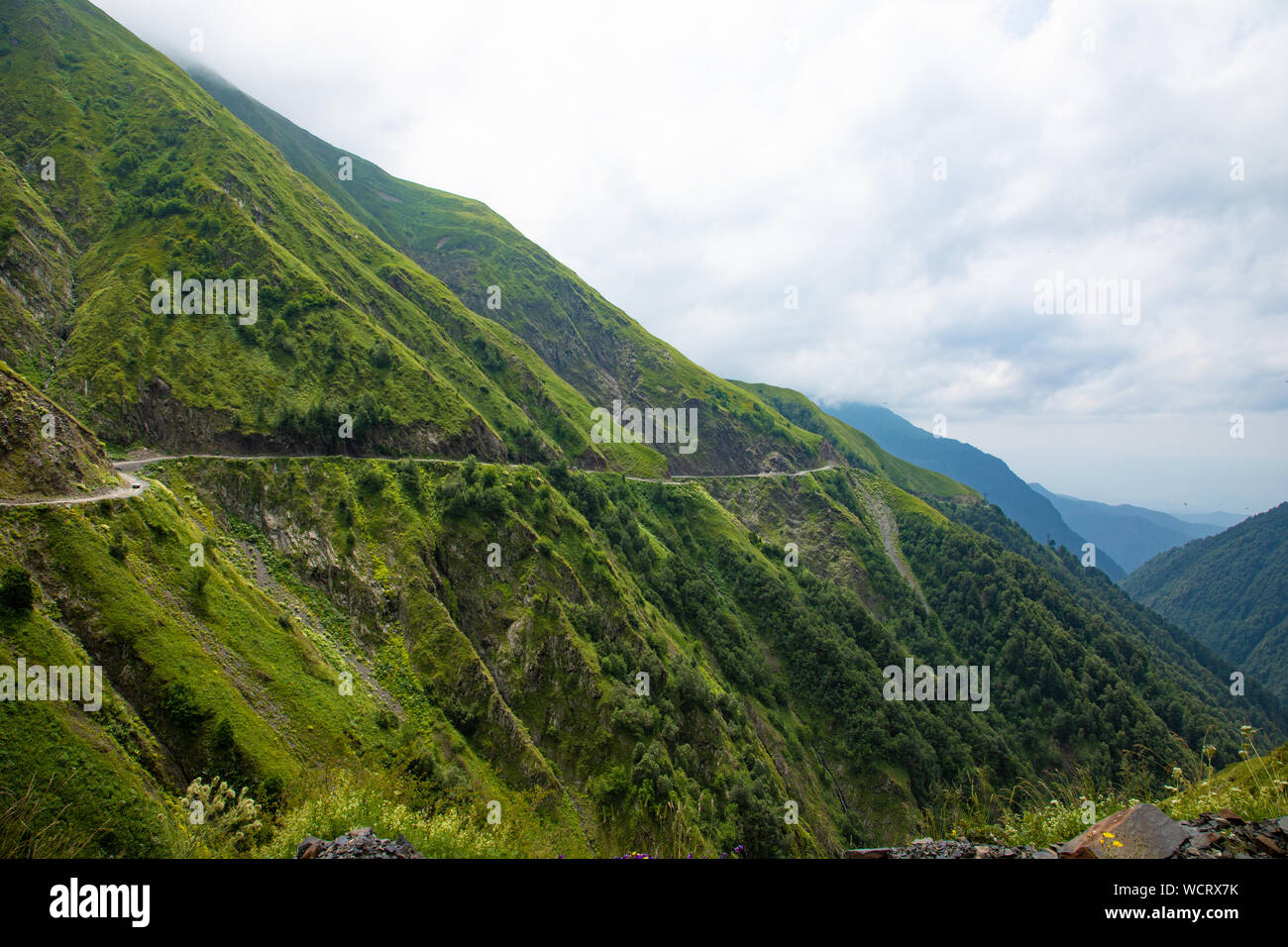 The most dangerous mountain road Georgia Tusheti Stock Photo - Alamy