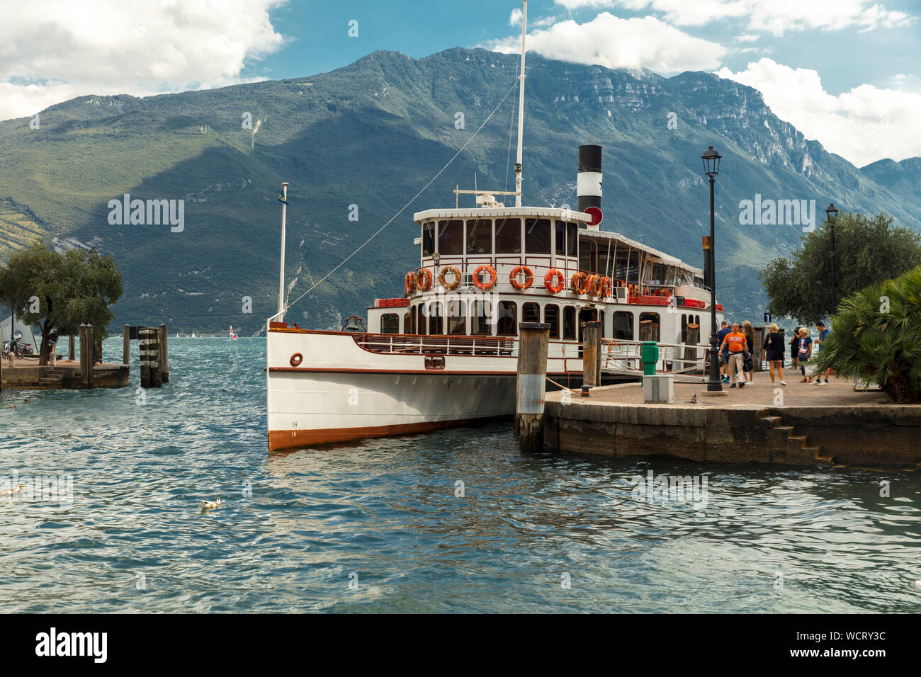 Lake Garda, Italy, Europe, August 2019, A view of the vintage paddle ...