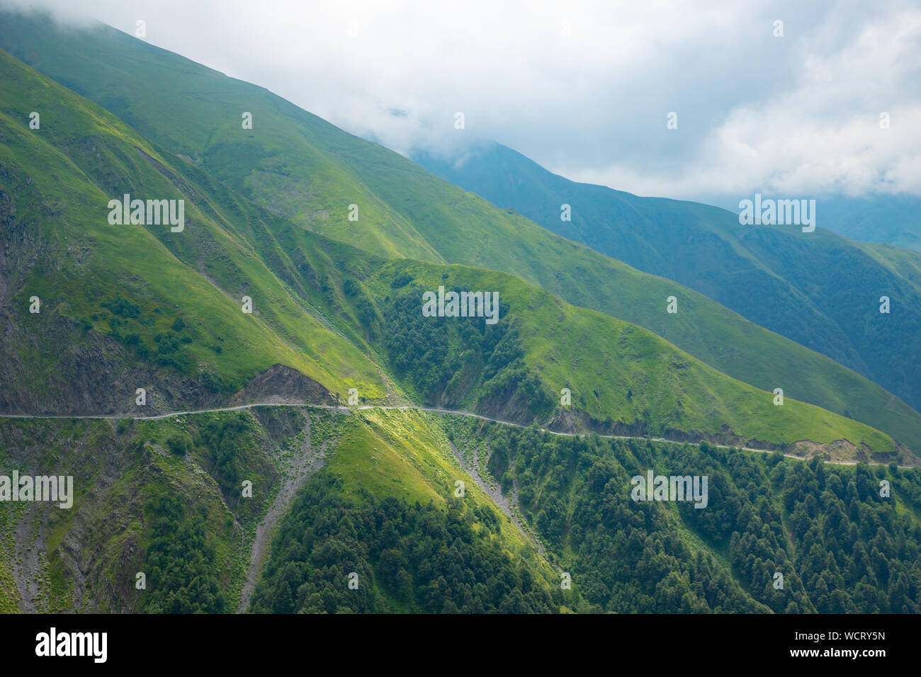 The most dangerous mountain road Georgia Tusheti Stock Photo - Alamy