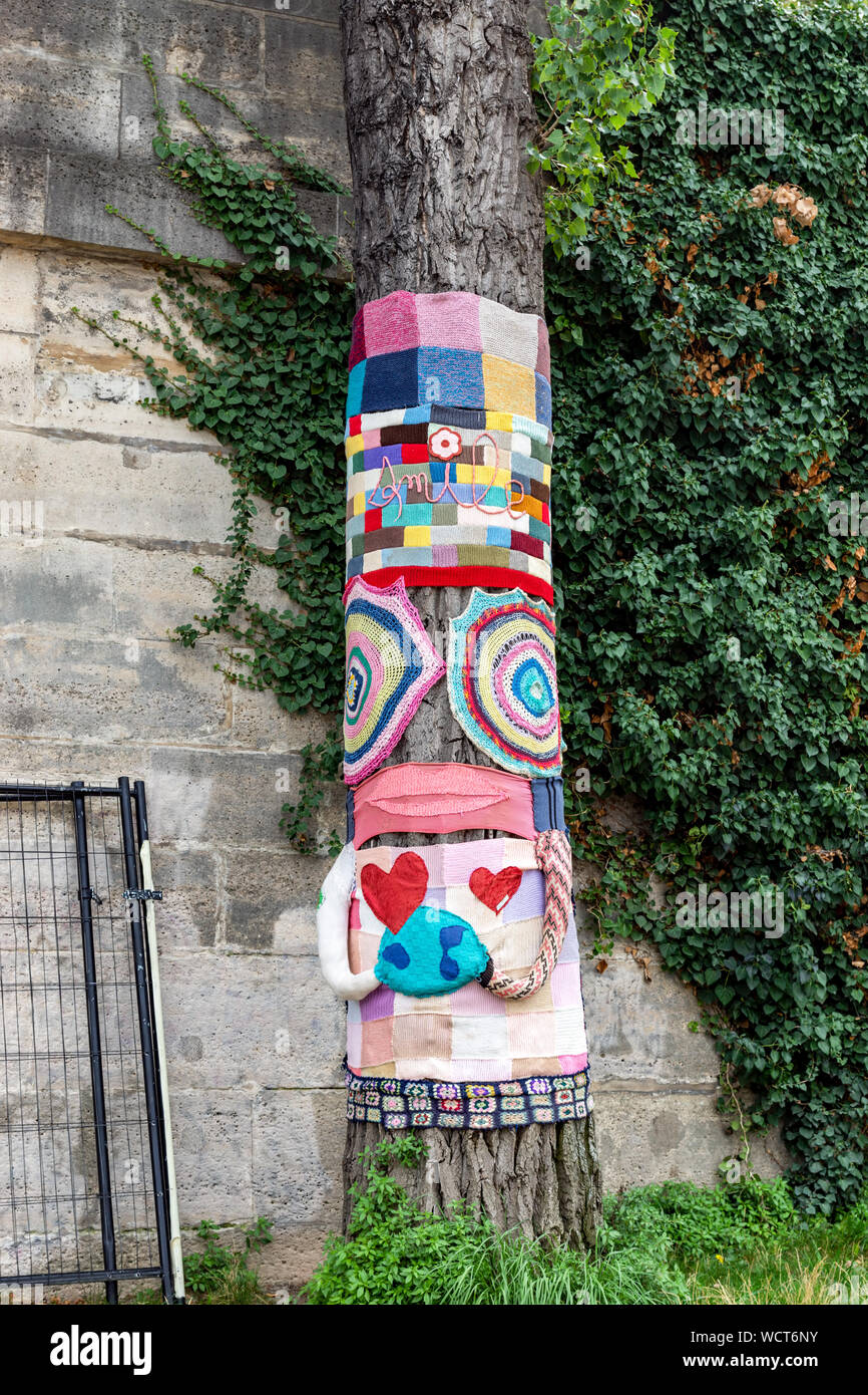 Street art on the embankment of Seine river in Paris, France Stock ...