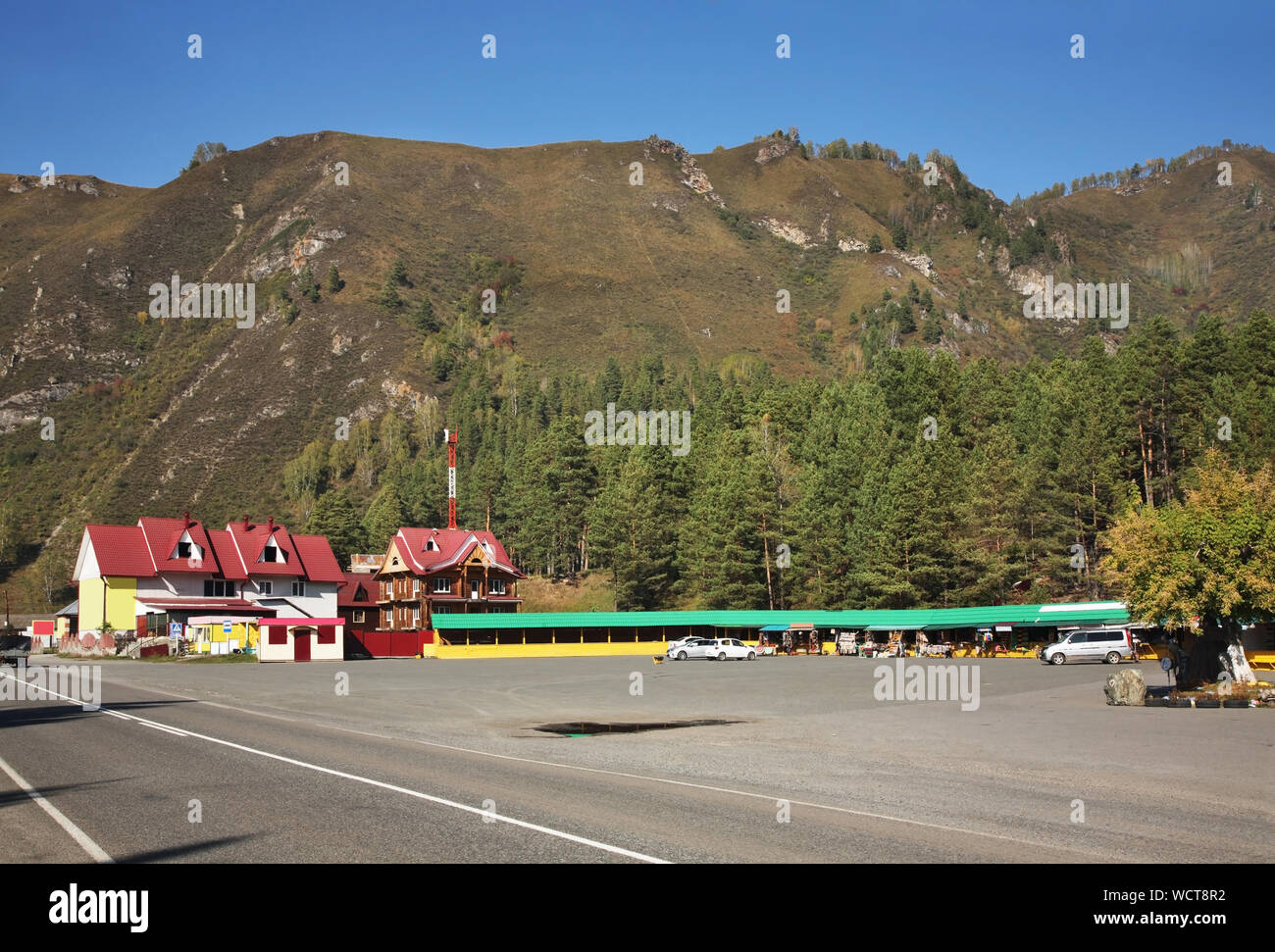 Market square in Manzherok village. Altai Republic. Russia Stock Photo ...