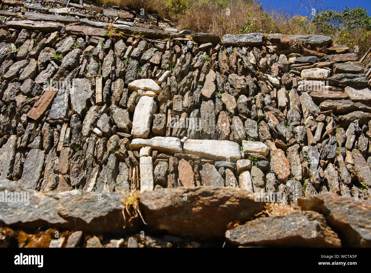 White quartzite stone llama terrace of the Incan Choquequirao ruins ...