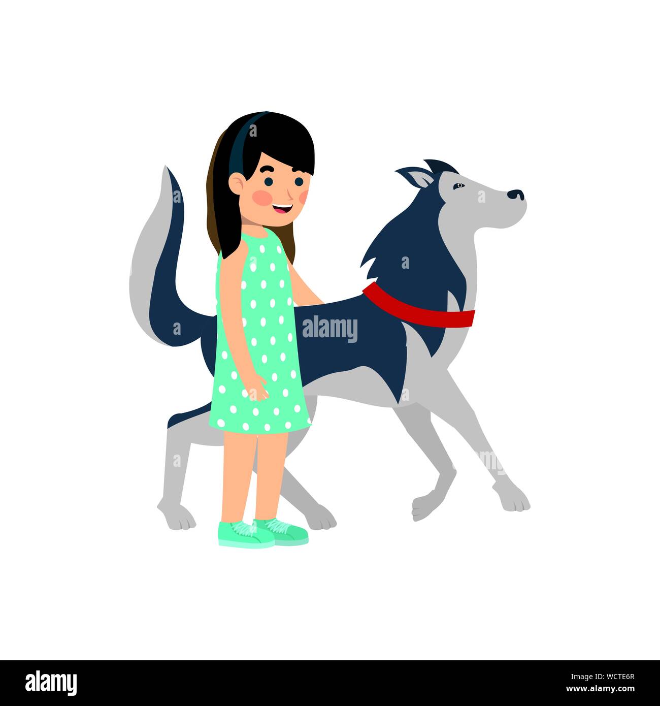 Girl with dog cartoon design Stock Vector Image & Art - Alamy