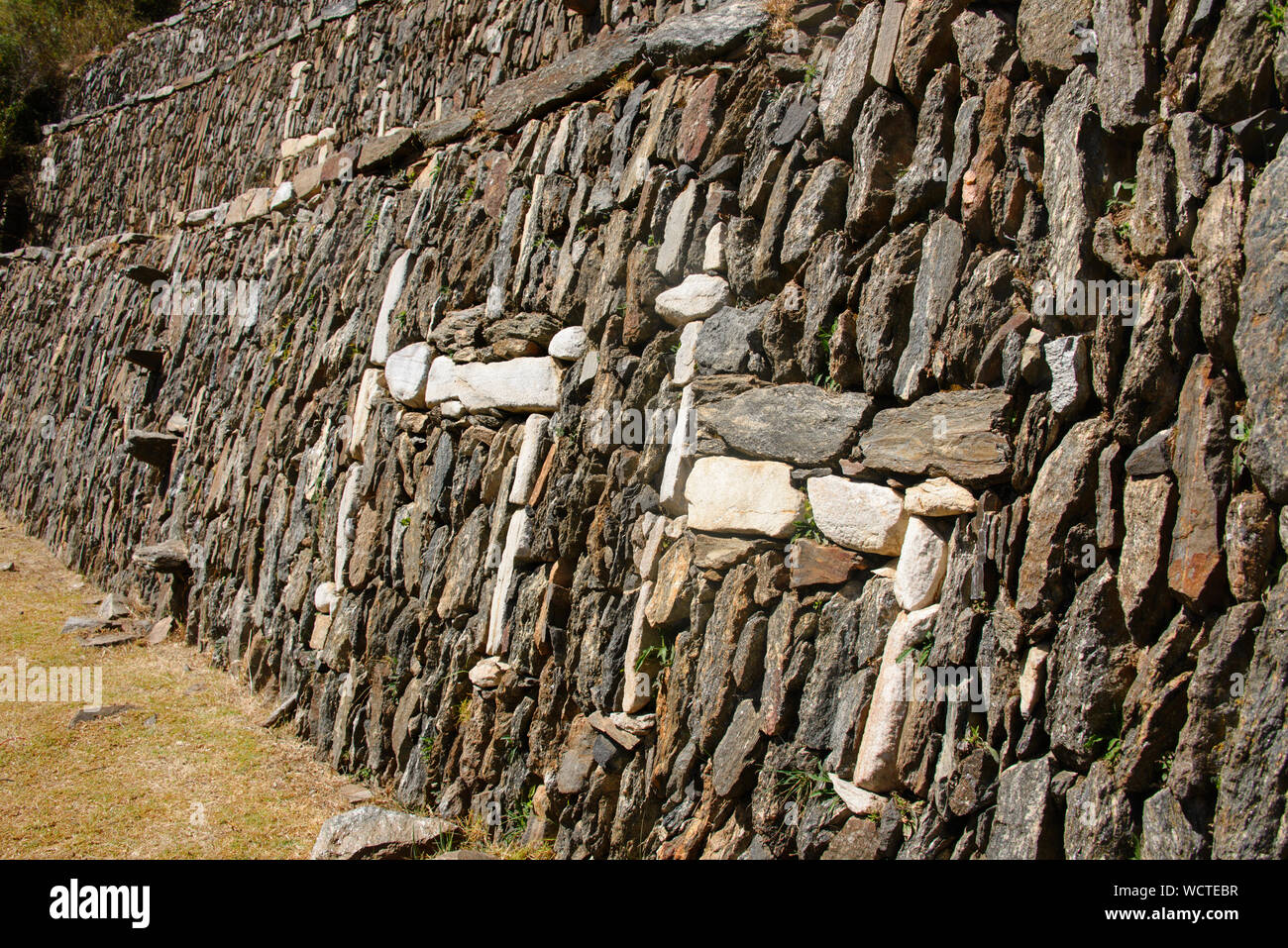 White quartzite stone llama terrace of the Incan Choquequirao ruins ...